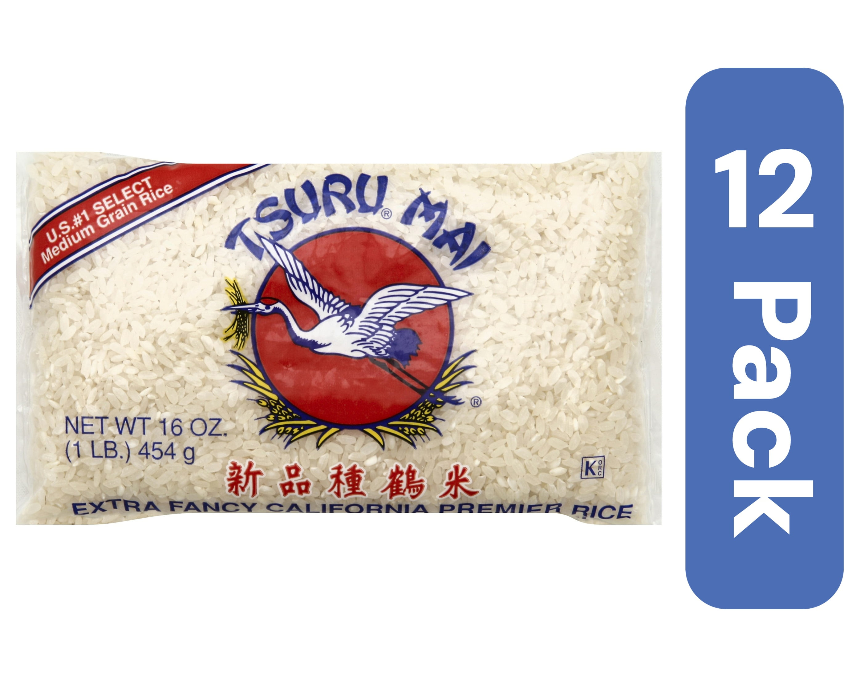 Tsuru Mai Medium Grain Extra Fancy California Premier Rice, 16 OZ (Pack ...