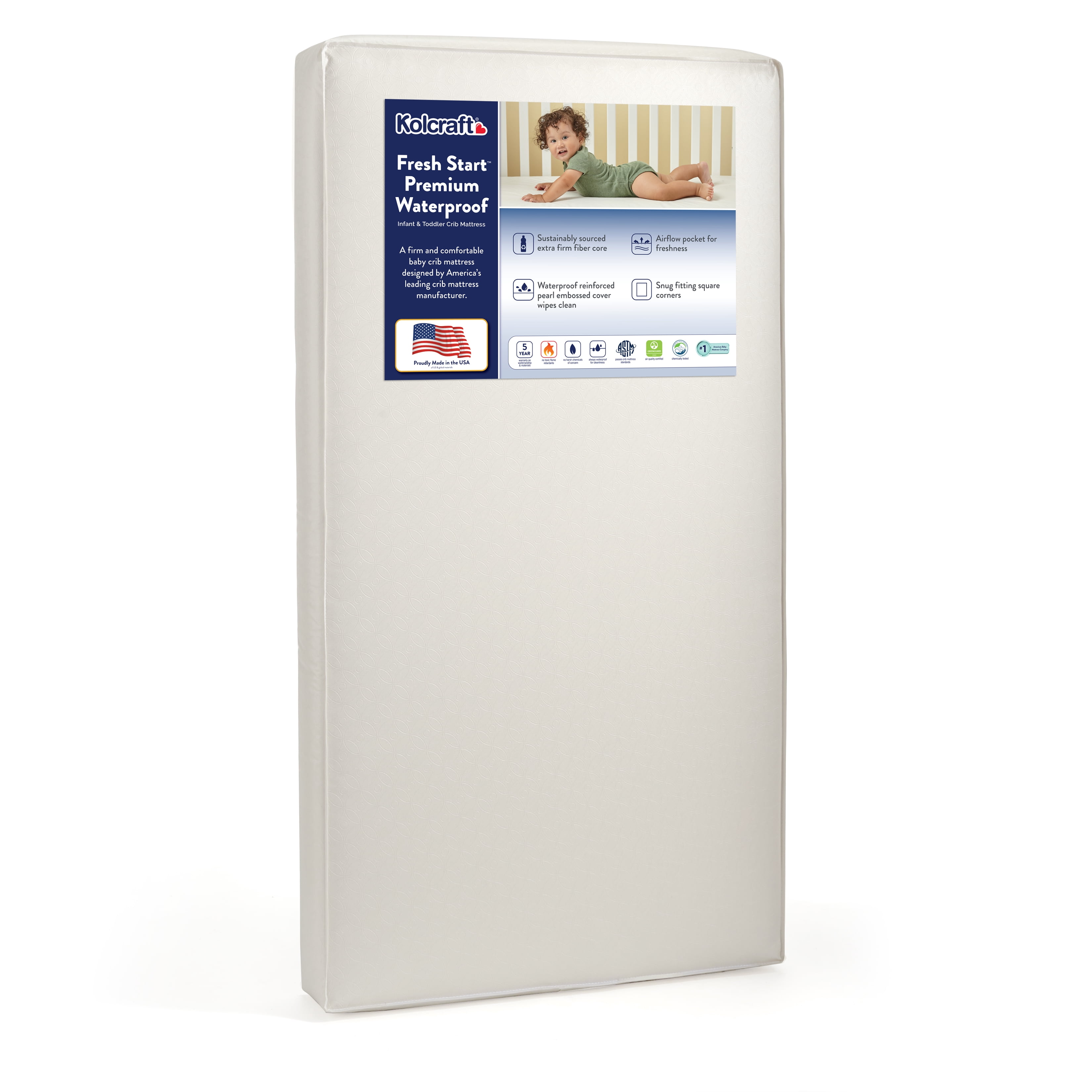 Kolcraft Fresh Start Premium Foam Baby Crib Mattress and Toddler ...