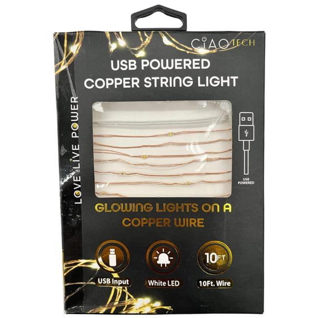 Kole Imports 10 ft. USB Powered LED String Light on Copper Wire - Pack ...