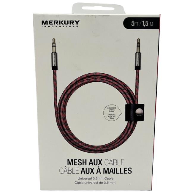 Kole Imports 5 ft. Merkury Mesh Two Tone 3.5mm Aux Audio Cable with ...