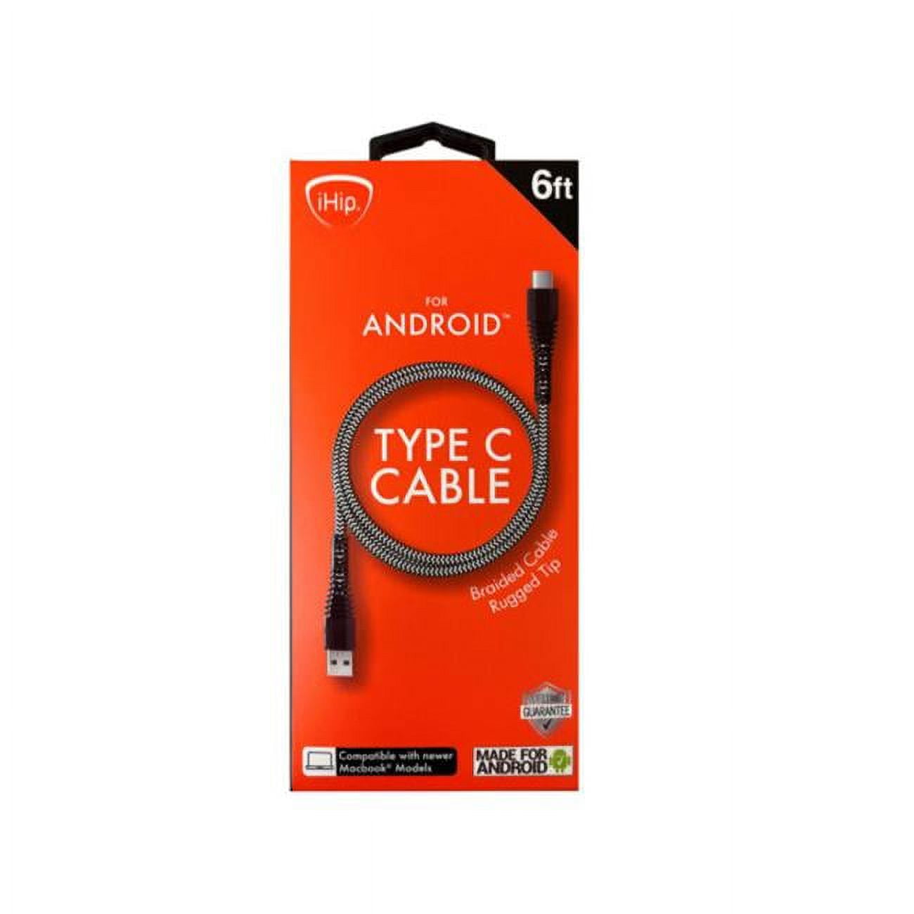 Kole Imports DA314-16 6 ft. Ihip Rugged Braided USB Type C Cable - Pack ...