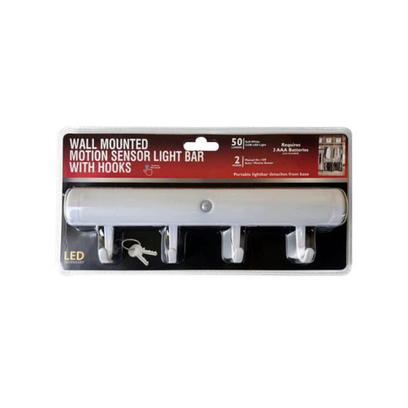 Kole Imports GE733-2 Wall Mounted Touch Sensor Light Bar with Hooks ...