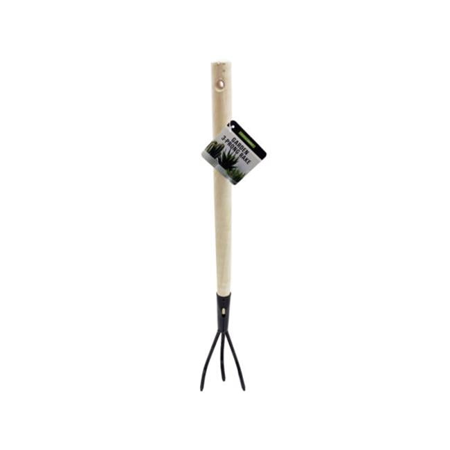 Kole Imports GH927-4 18.5 in. 3-Prong Garde Rake with Wooden Handle ...