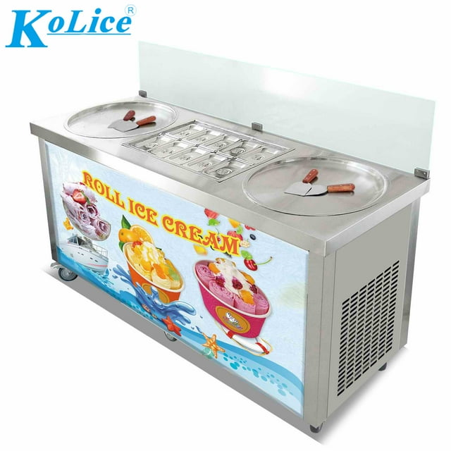 Kolice Commercial 22" Double Round Pans Fried Ice Cream Rolled Machine ...