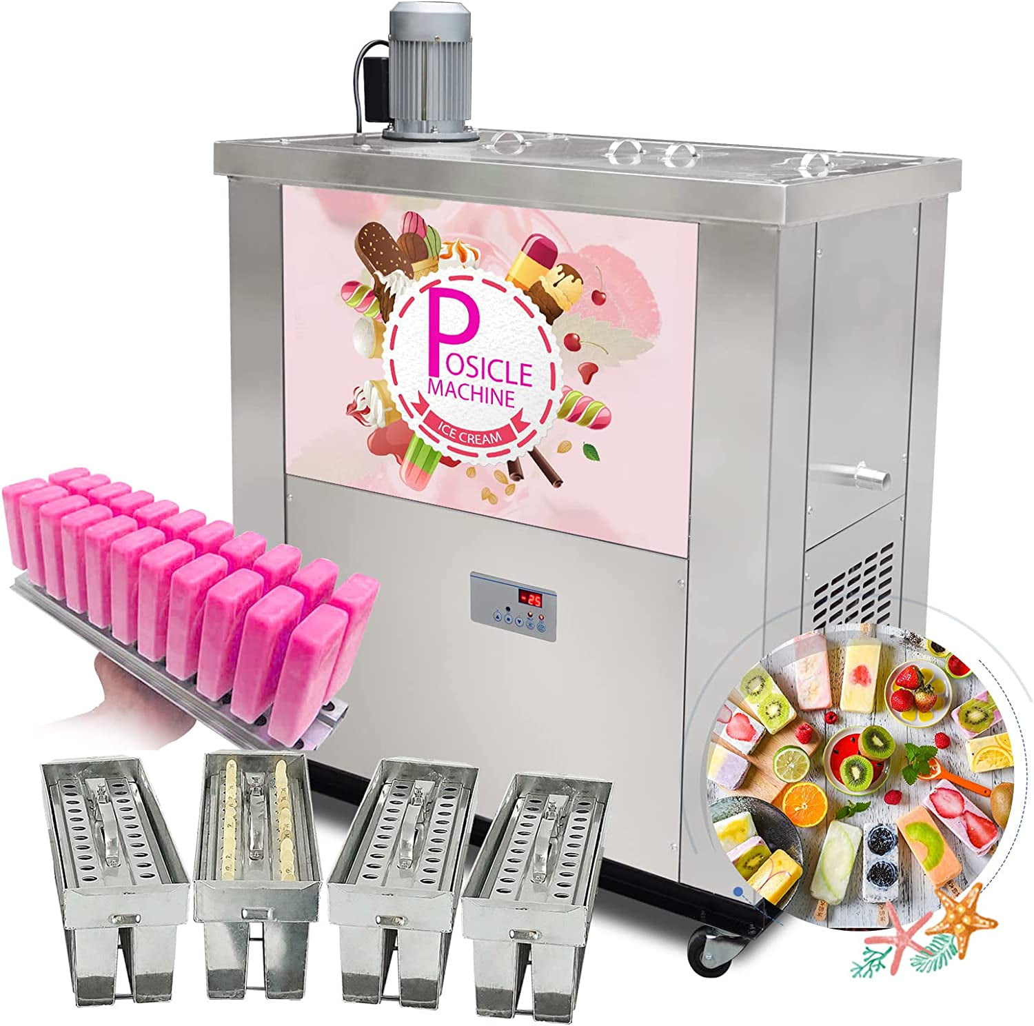 Kolice Commercial 4 Slim Molds Popsicle Ice Cream Machine, Ice Bars ...