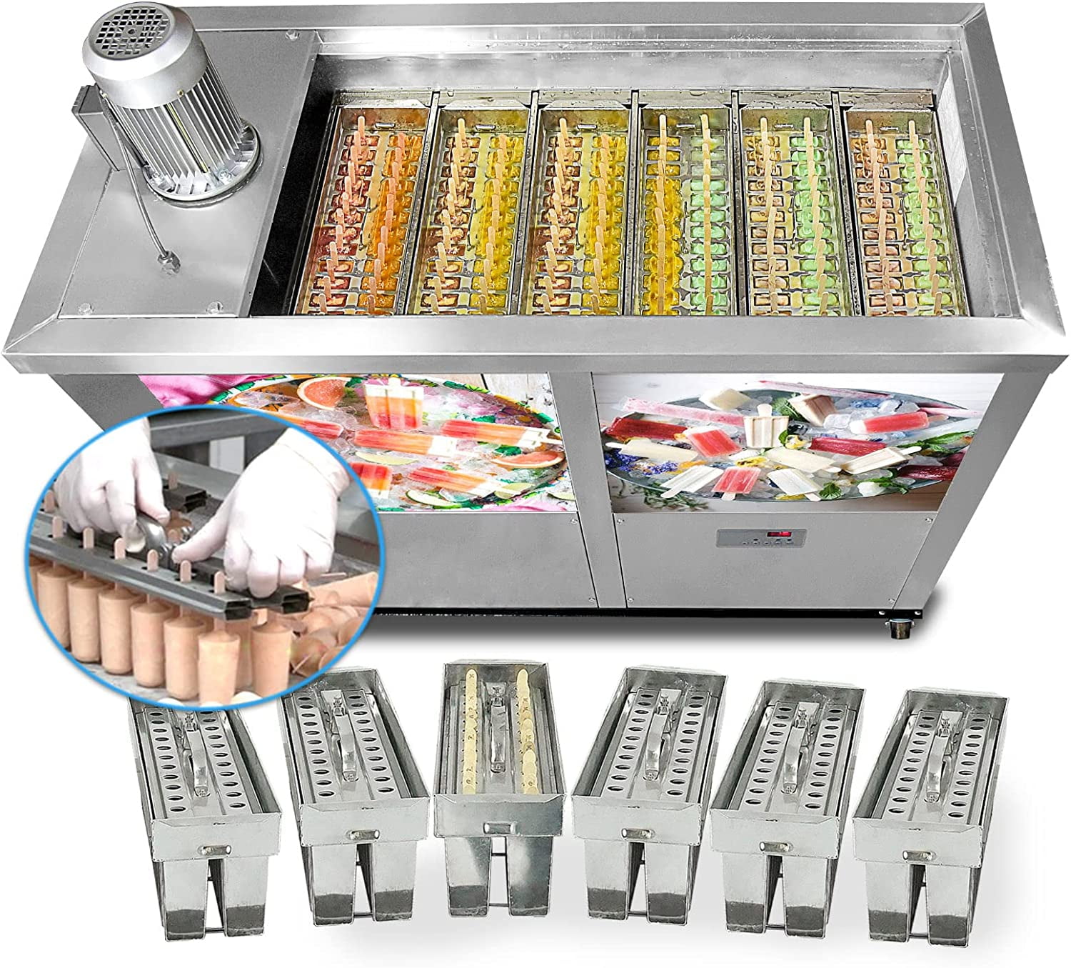 Kolice Commercial 6 Slim Mold Sets Ice Popsicle Machine,Ice Sticks ...