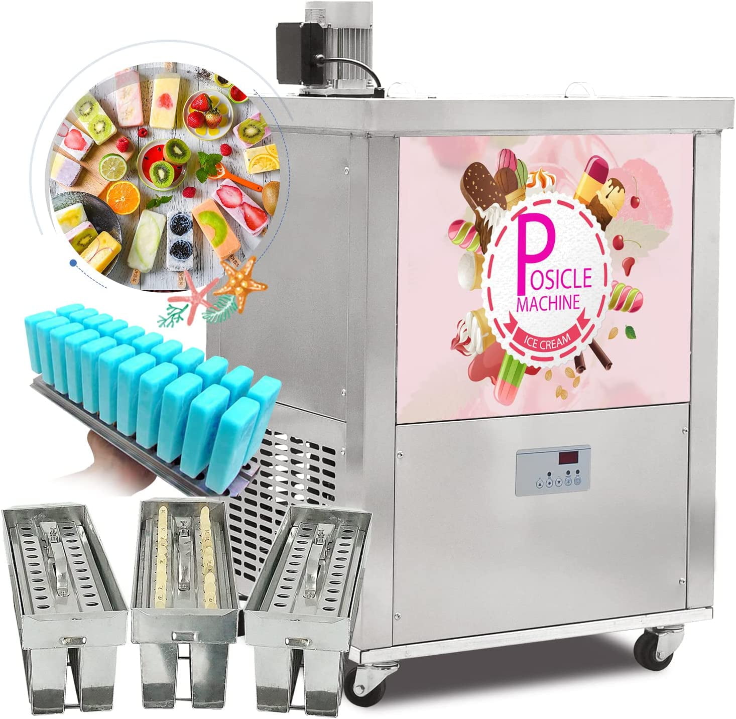 Kolice Commercial Brazilian 3 Slim Molds Designed Ice Popsicle Machine, Ice Pops Maker,Ice Bars ...