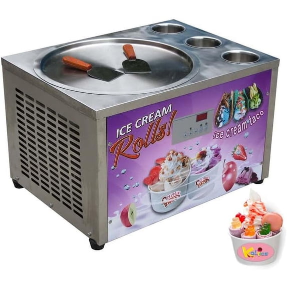 Kolice Commercial Countertop 18'' Single Round Pan Fried Ice Cream ...