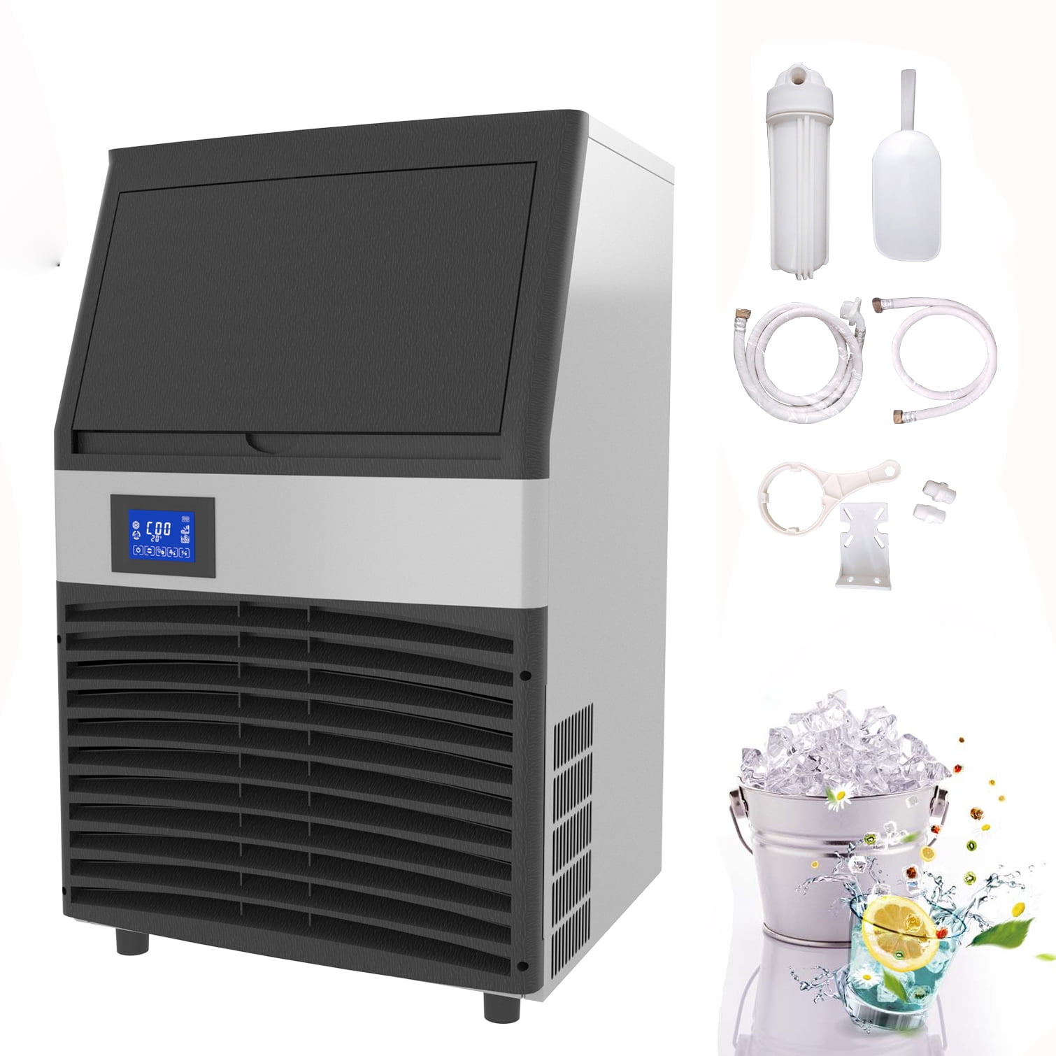 Kolice Commercial Countertop Electric Ice Cube Maker-90 LBS/Day, Auto ...