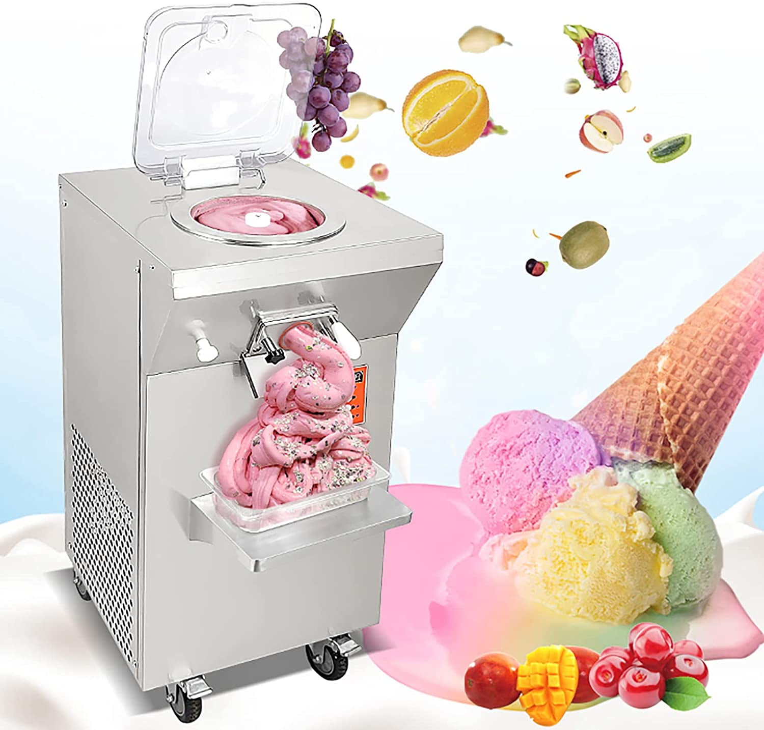 Kolice Commercial ETL Floor Stand Vertical Feeding Gelato Hard Ice ...