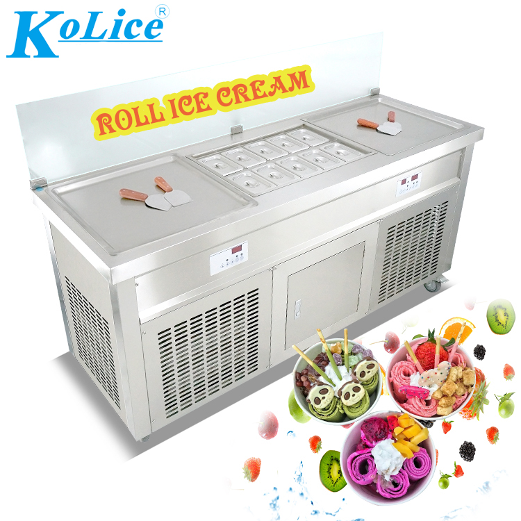 Kolice Commercial 22" Double Round Pans Fried Ice Cream Rolled Machine ...