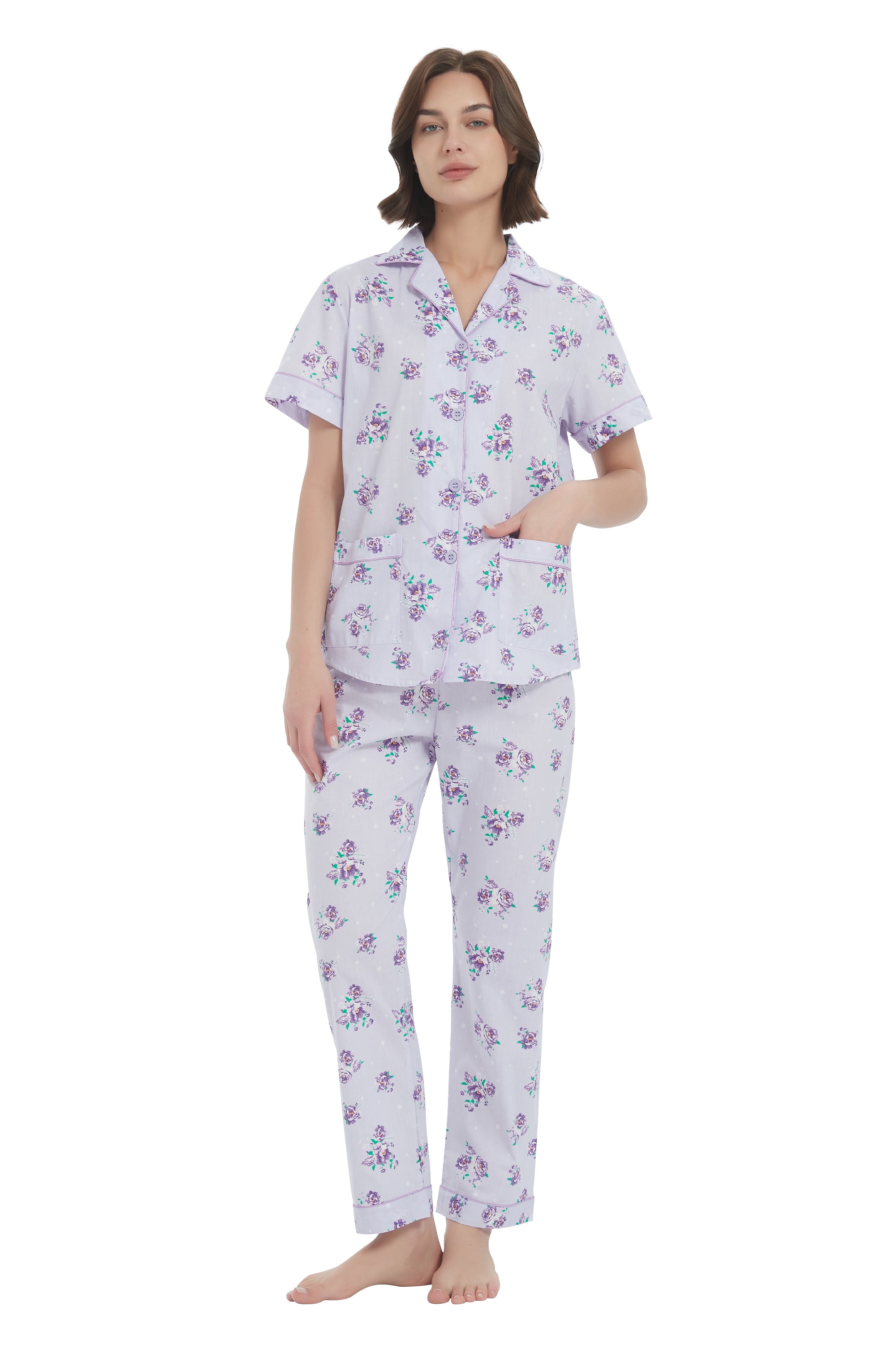 Kolipajam 100% Cotton Pajamas for Women Long-Sleeve Pjs Cozy Button ...