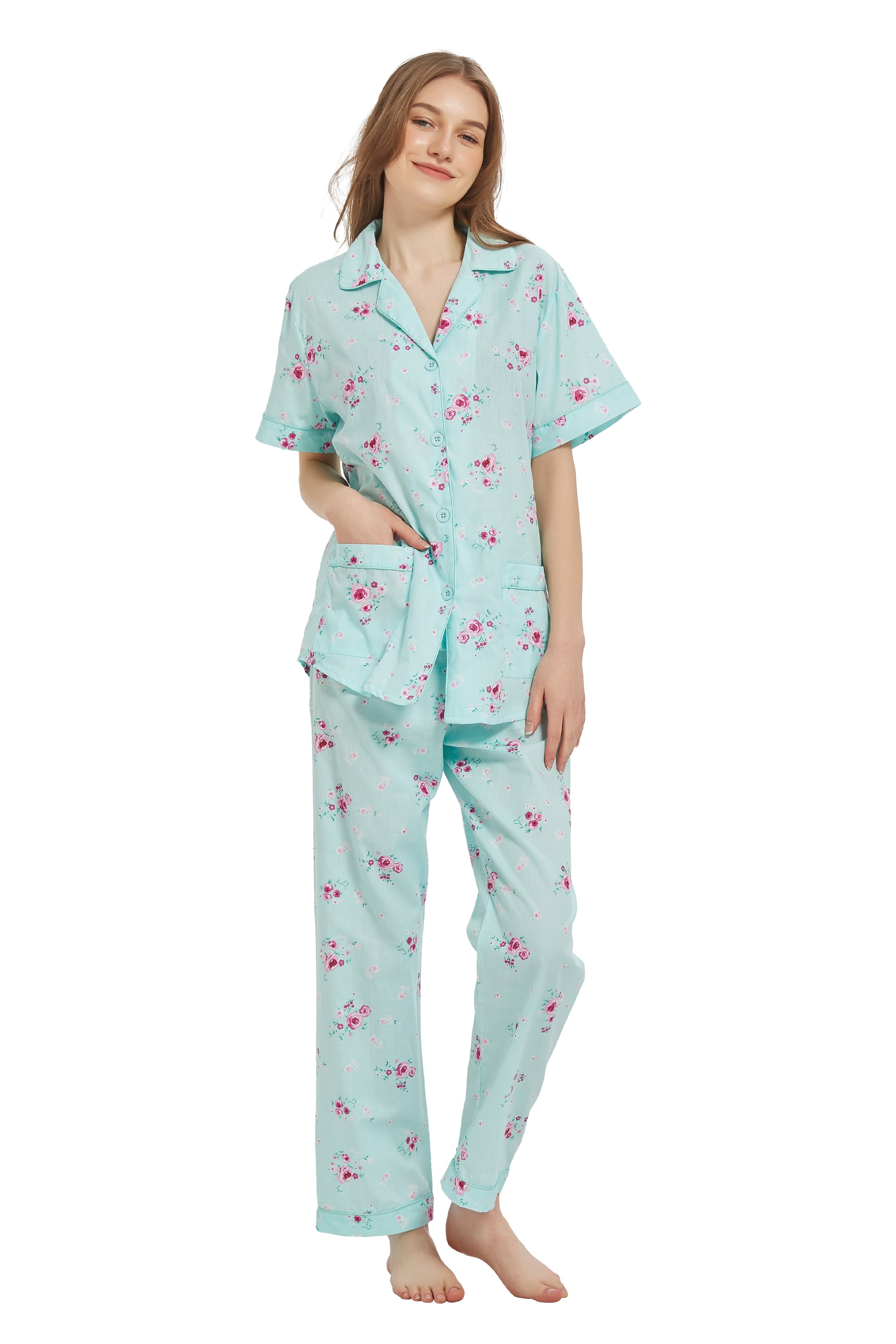 Kolipajam 102% Cotton Pajamas for Women Long-Sleeve Pjs Cozy Button ...