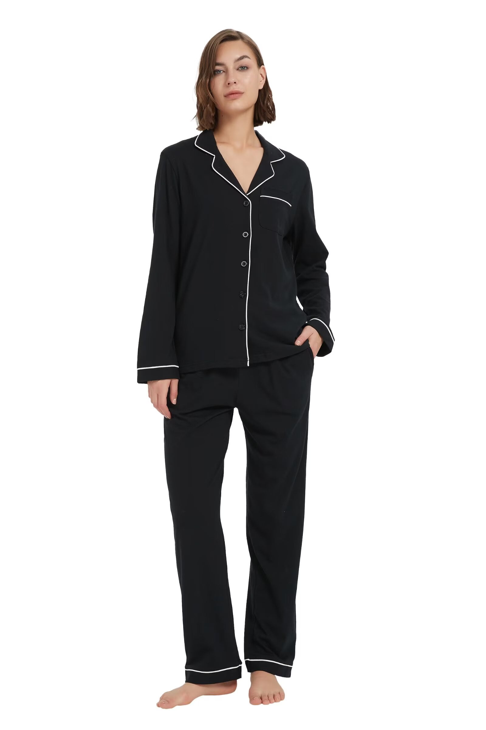 Kolipajam Women 100% Cotton Pajama Sets Long Sleeve Pjs Button Down ...