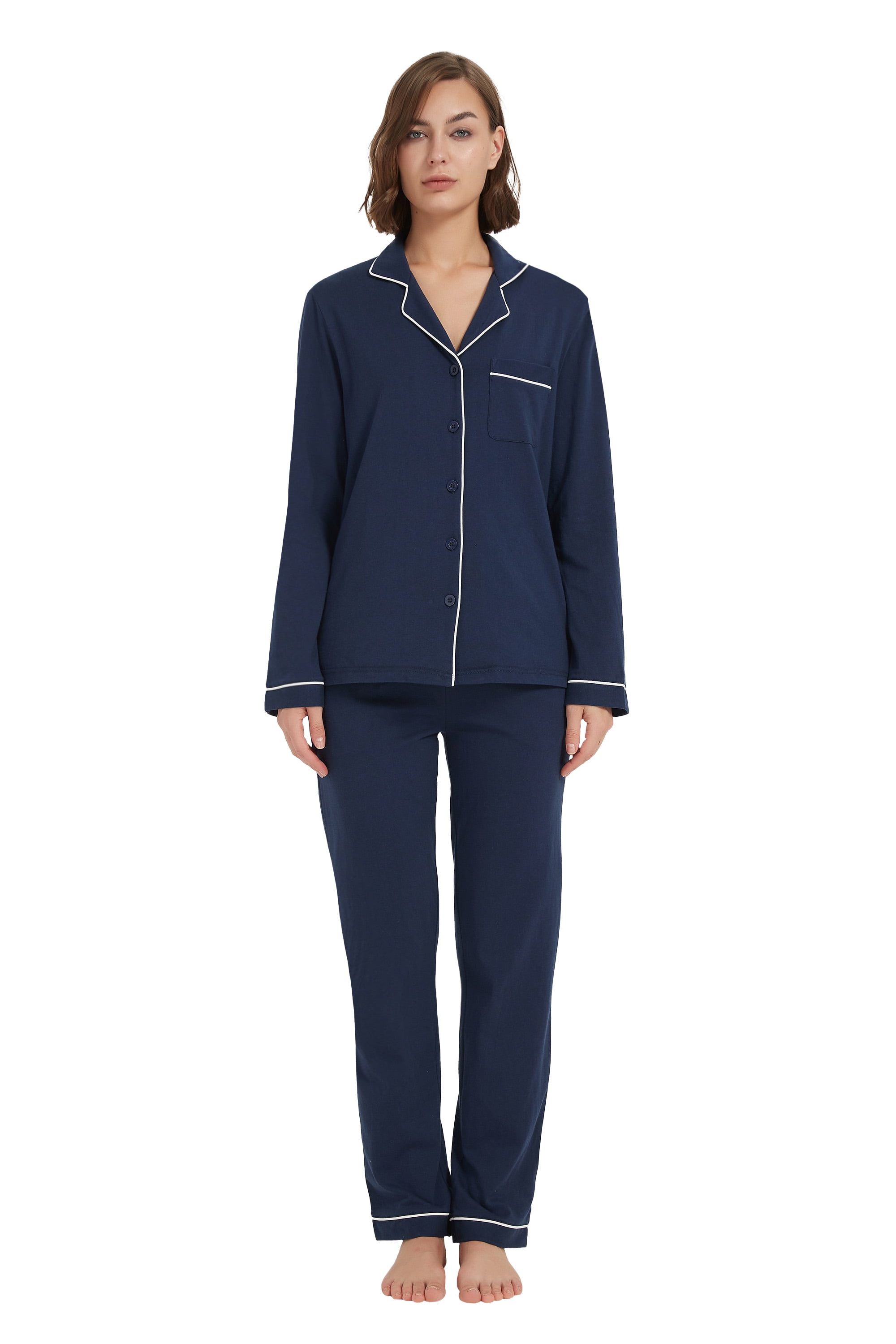 Kolipajam Women 100% Cotton Pajama Sets Long Sleeve Pjs Button Down ...