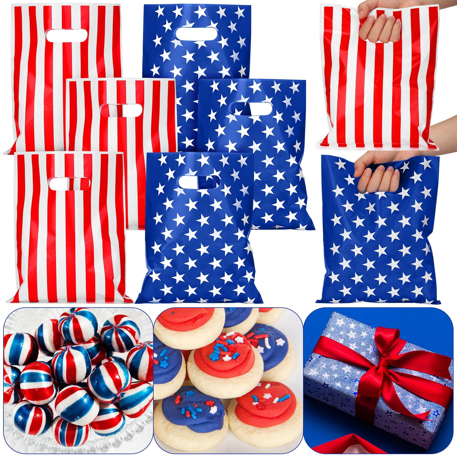 Kolldenn 100 Pieces 4th of July AIS1 Party Favor Bag 8 x 10 Inch ...
