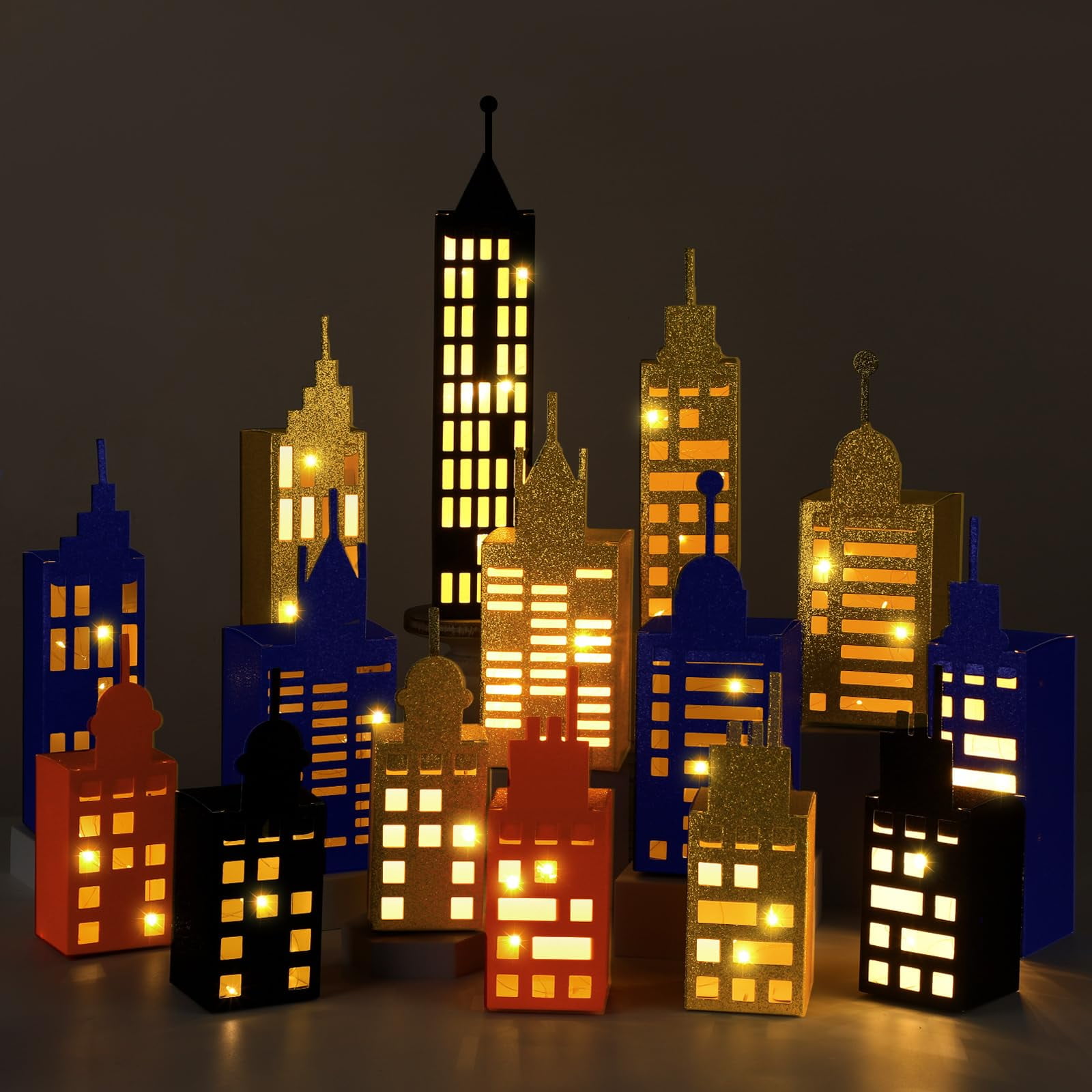 Kolldenn 15 Pcs Hero Party Favor Boxes Skyscraper 3D City Box Skyline ...