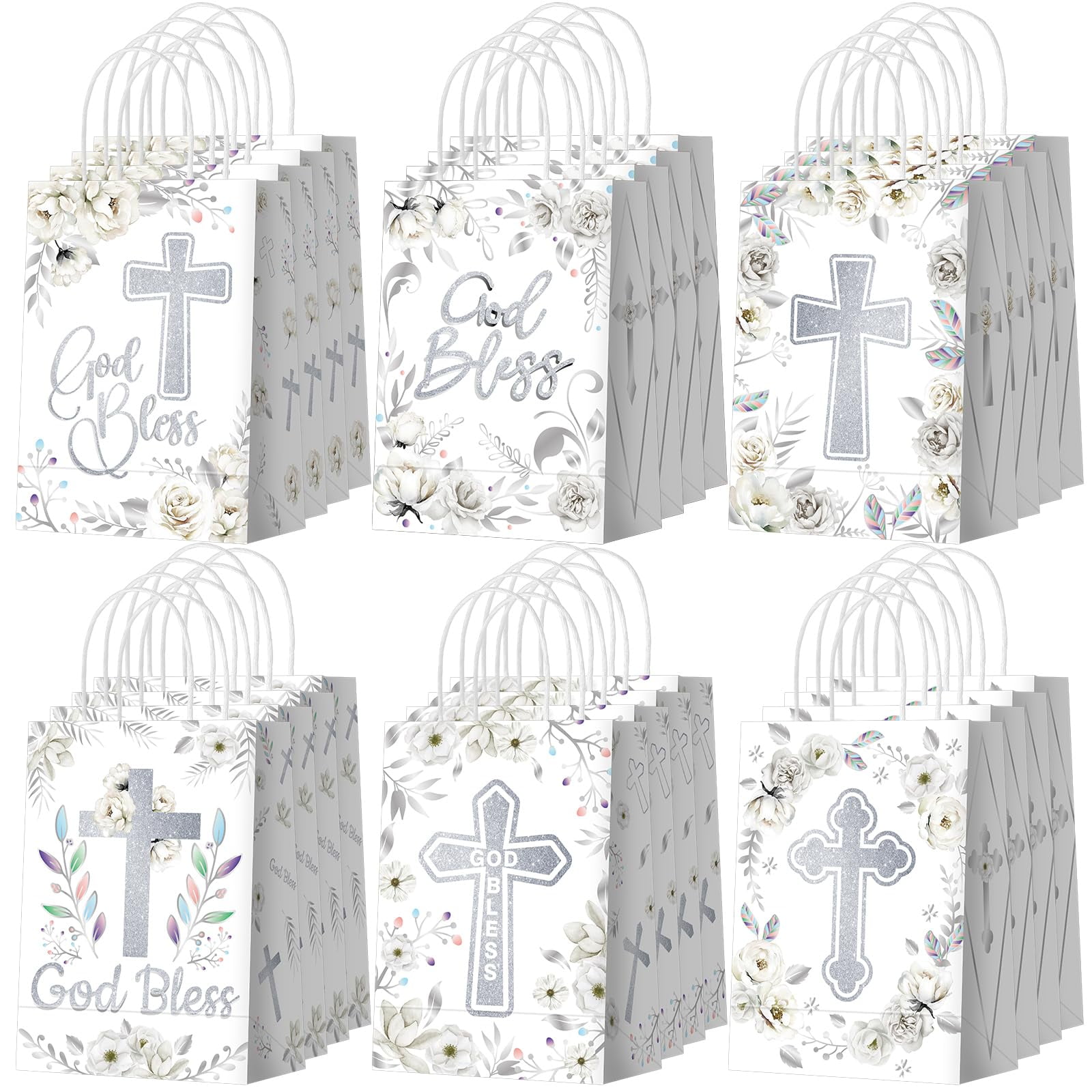 Kolldenn 24 Pcs First Communion Baptism Gift Bags Paper Religious Party ...