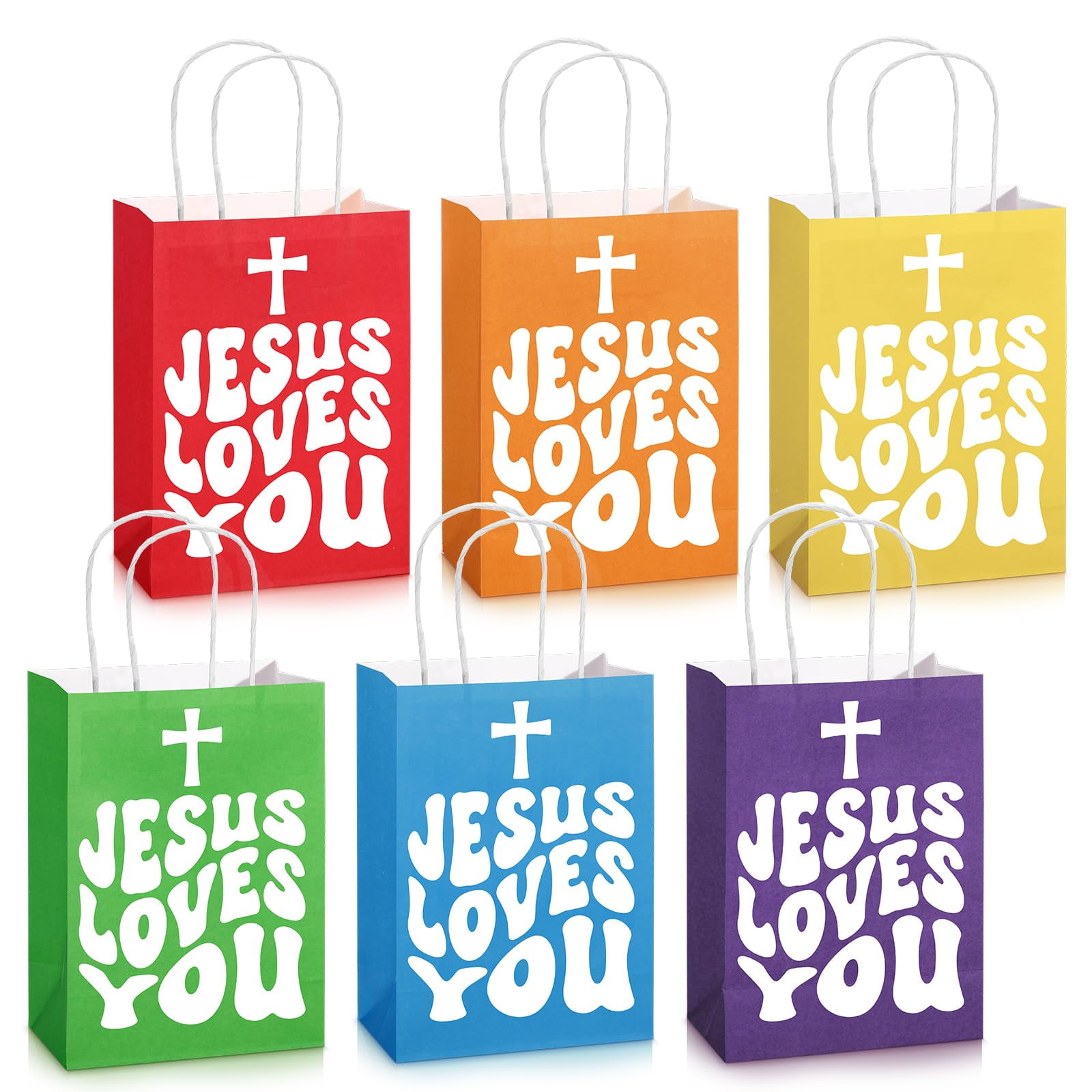 Kolldenn 24 Sets Jesus OIF8 Loves You Gift Bags Christian Paper Gift ...