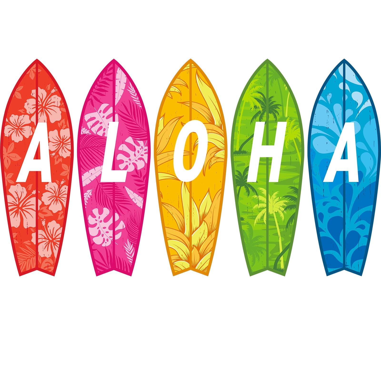 Kolldenn 5 Pcs 28" Tall Summer Aloha Surfboard Cut Outs Accents Set ...