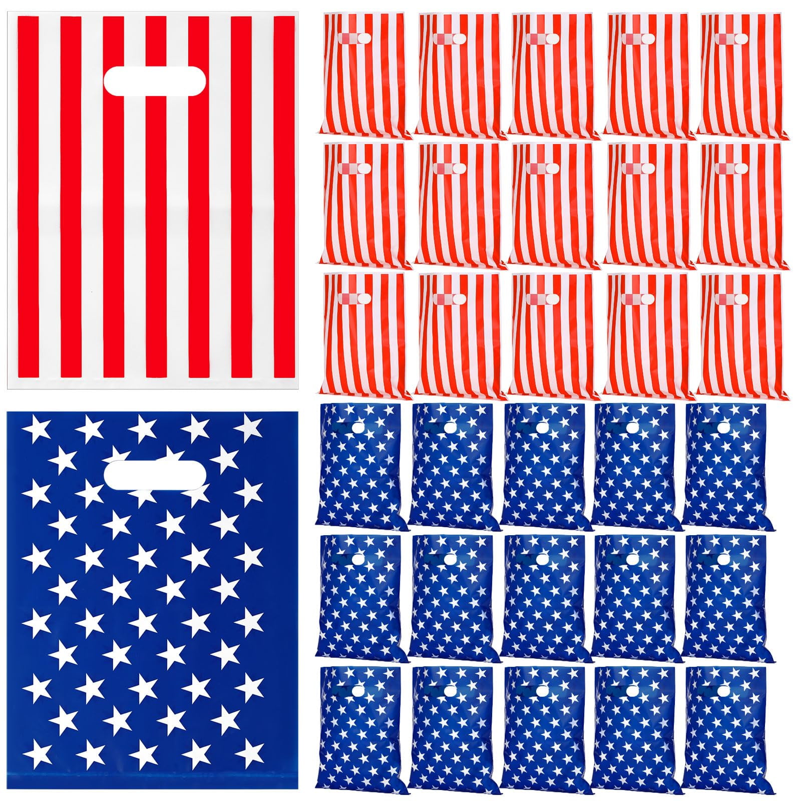 Kolldenn 50 Pieces 4th of July Party Favor Bag 8 x 10 Inch Plastic ...