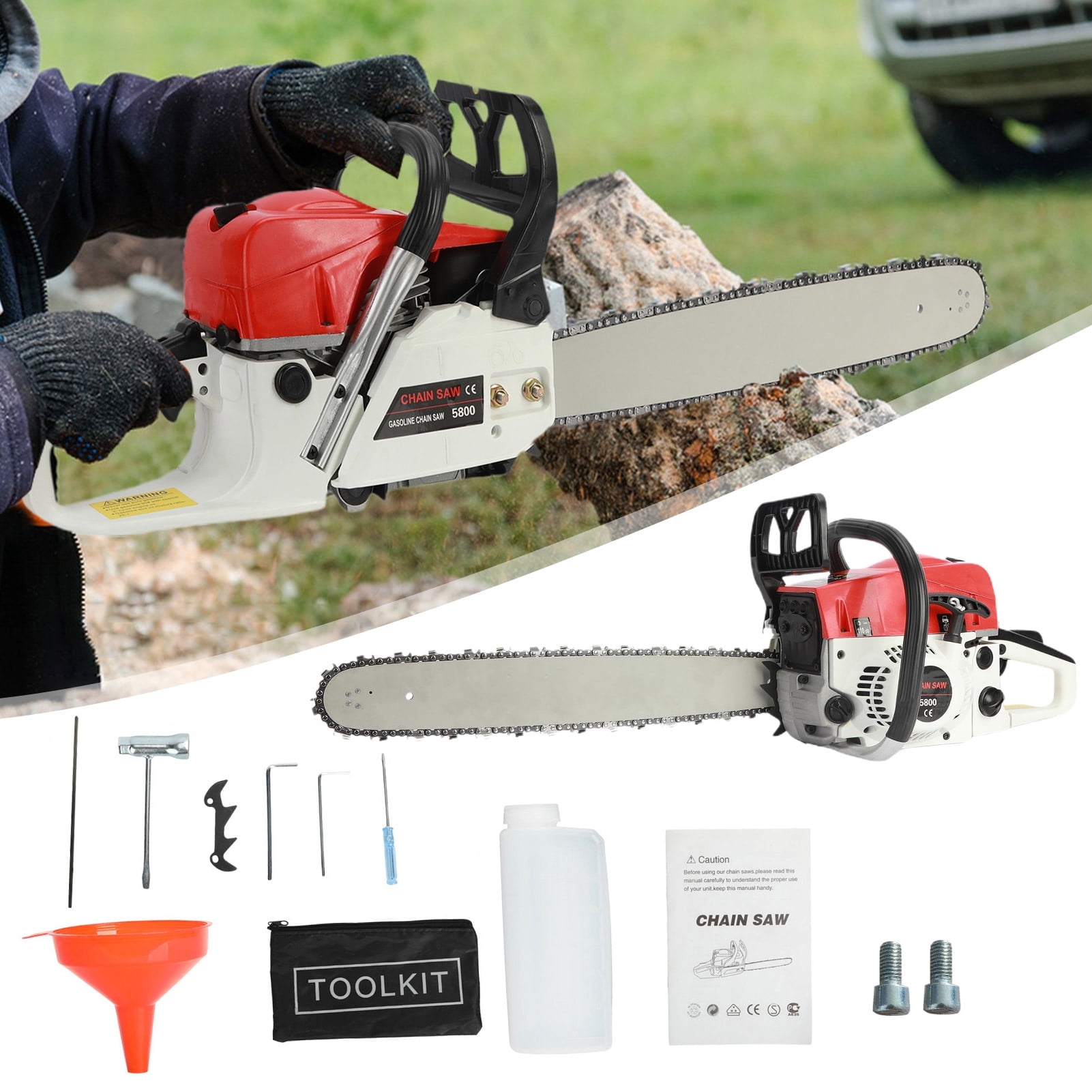 Kolpty Gas Chainsaw 20'' 2-Stroke 58CC Cordless Handheld Chainsaw for ...
