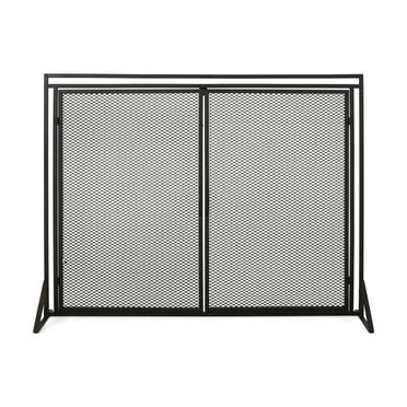 UniFlame Single Panel Curved Black Wrought Iron Screen - Walmart.com