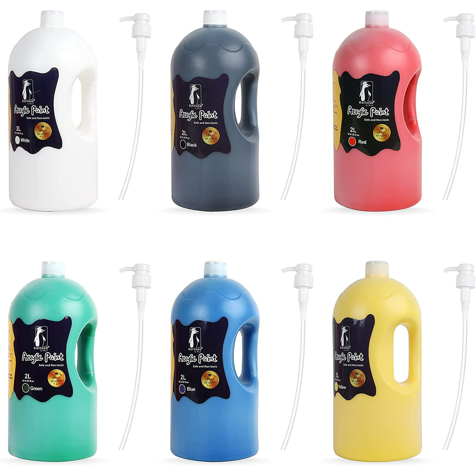 Koltose by Mash - Artist Quality Acrylic Paint, 2 Liter with Pumps, Set ...