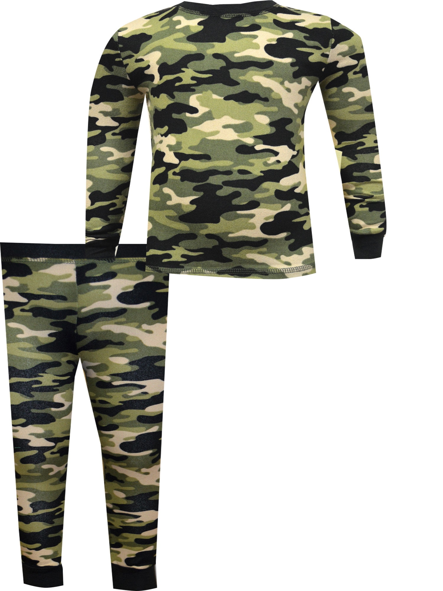 Komar Kids Boys Green Camo Super Cozy Long Sleeve Knit Pajamas (12 ...