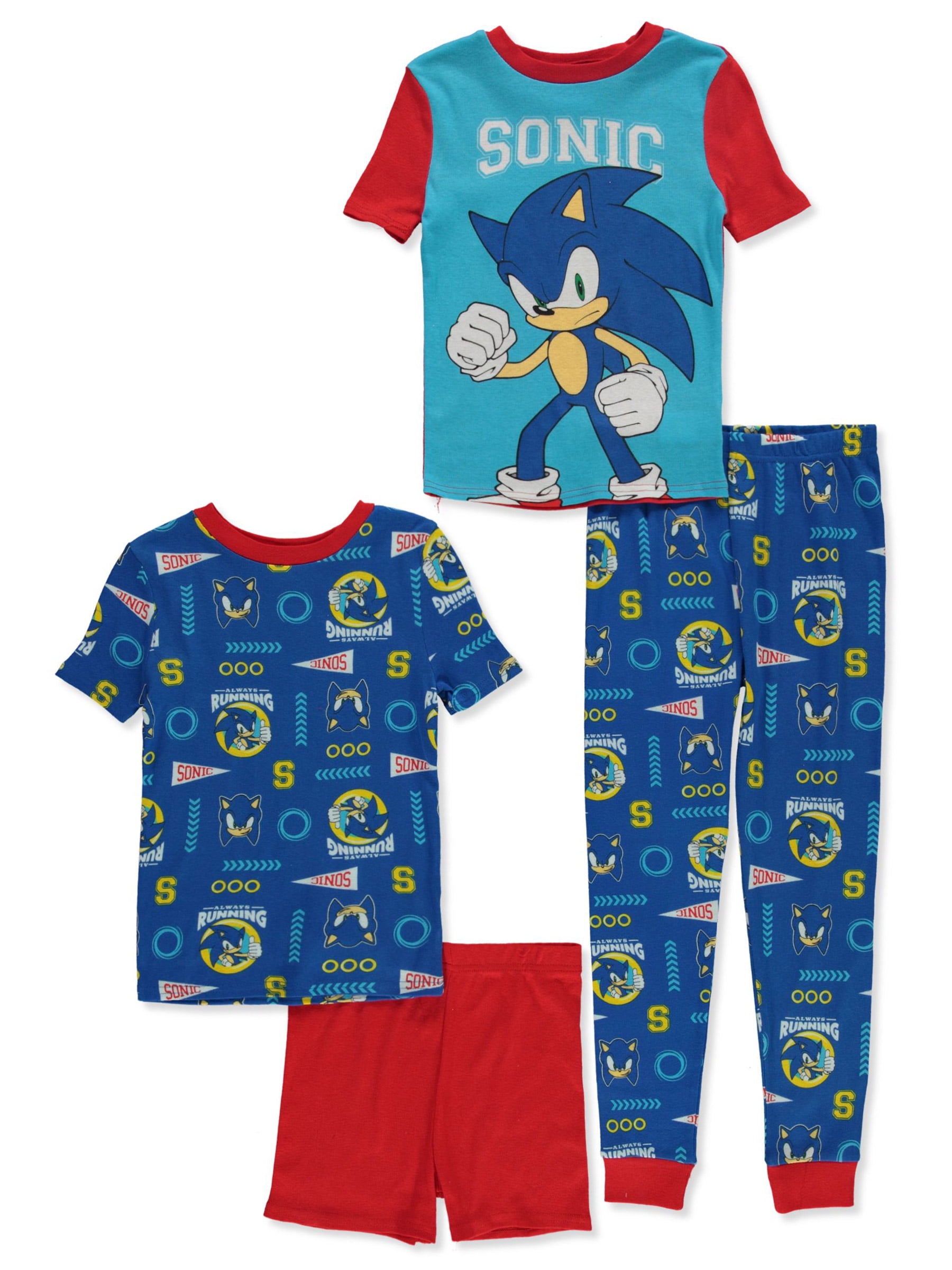 Komar Kids Boys Sonic the Hedgehog Blue Cotton 4 Piece Pajamas (8 ...