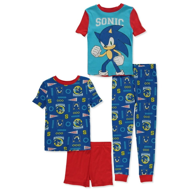 Komar Kids Boys Sonic the Hedgehog Blue Cotton 4 Piece Pajamas (8 ...