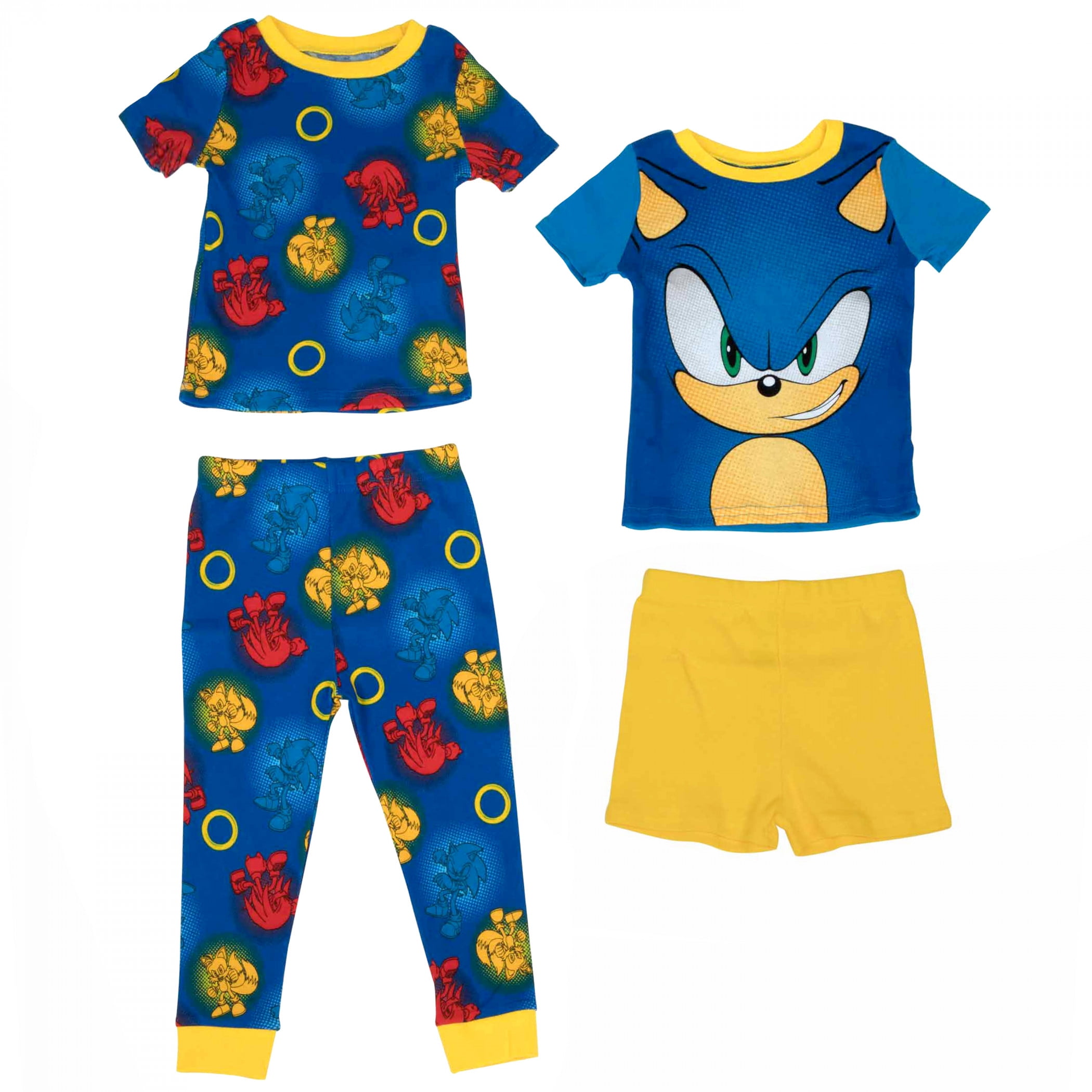 Komar Kids Boys Sonic the Hedgehog Blue Cotton 4 Piece Toddler Pajamas ...