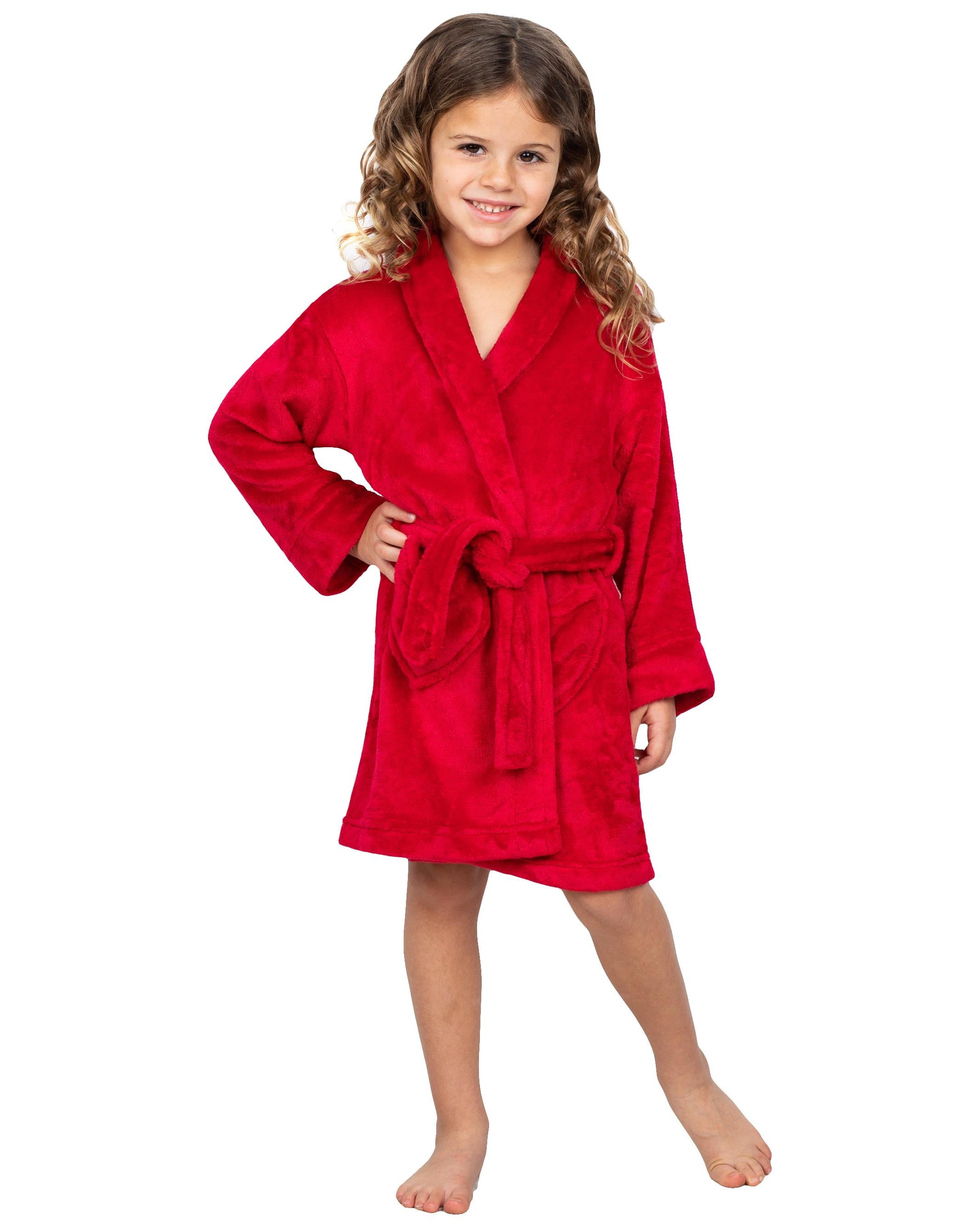 Komar Kids Girls Bathrobe Plush Pajama Robe Sleepwear, Red, Size: 14/16 ...