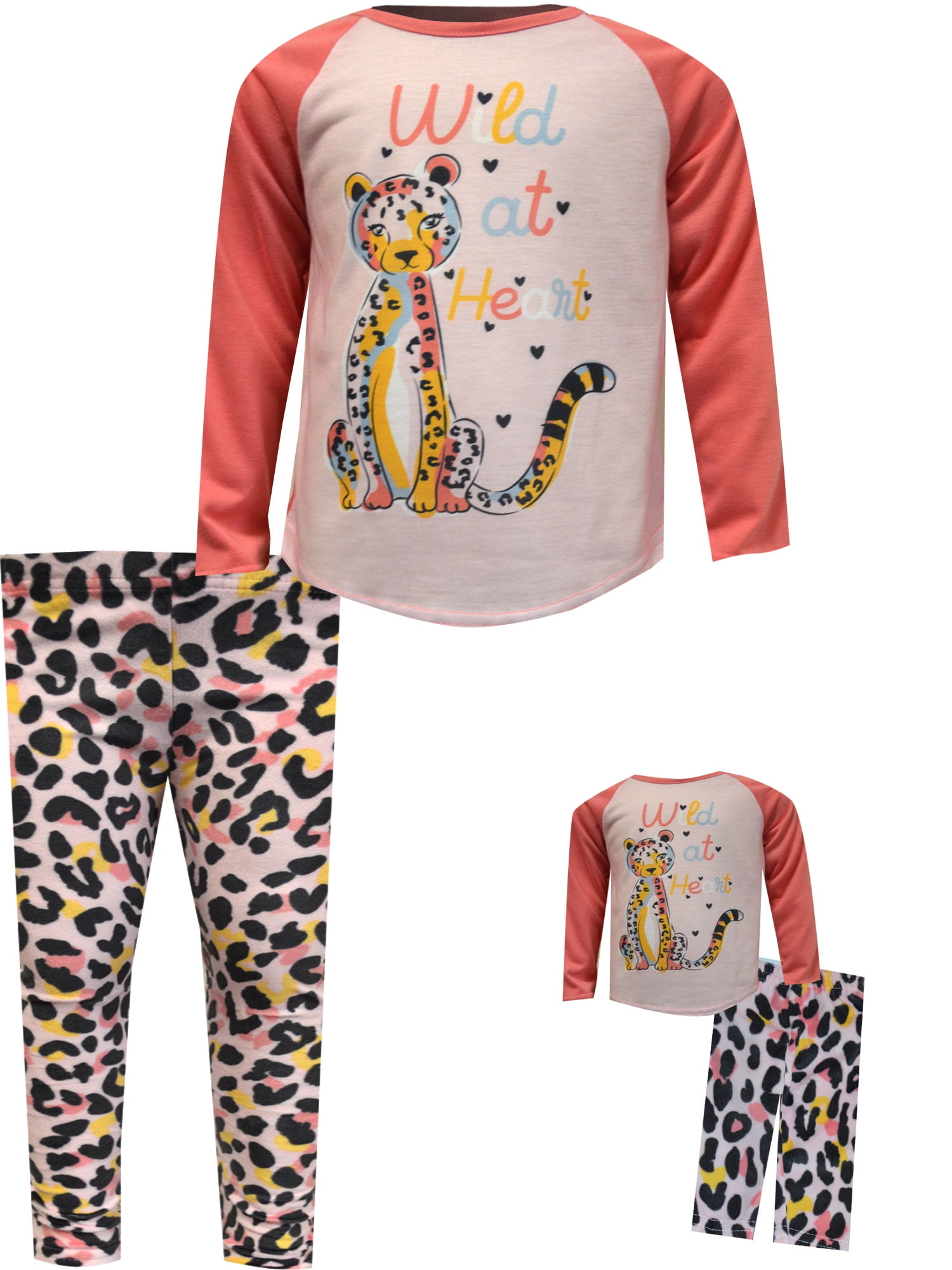 Komar Kids Girls Cheetah Animal Print Coral Pajama with Matching Doll ...