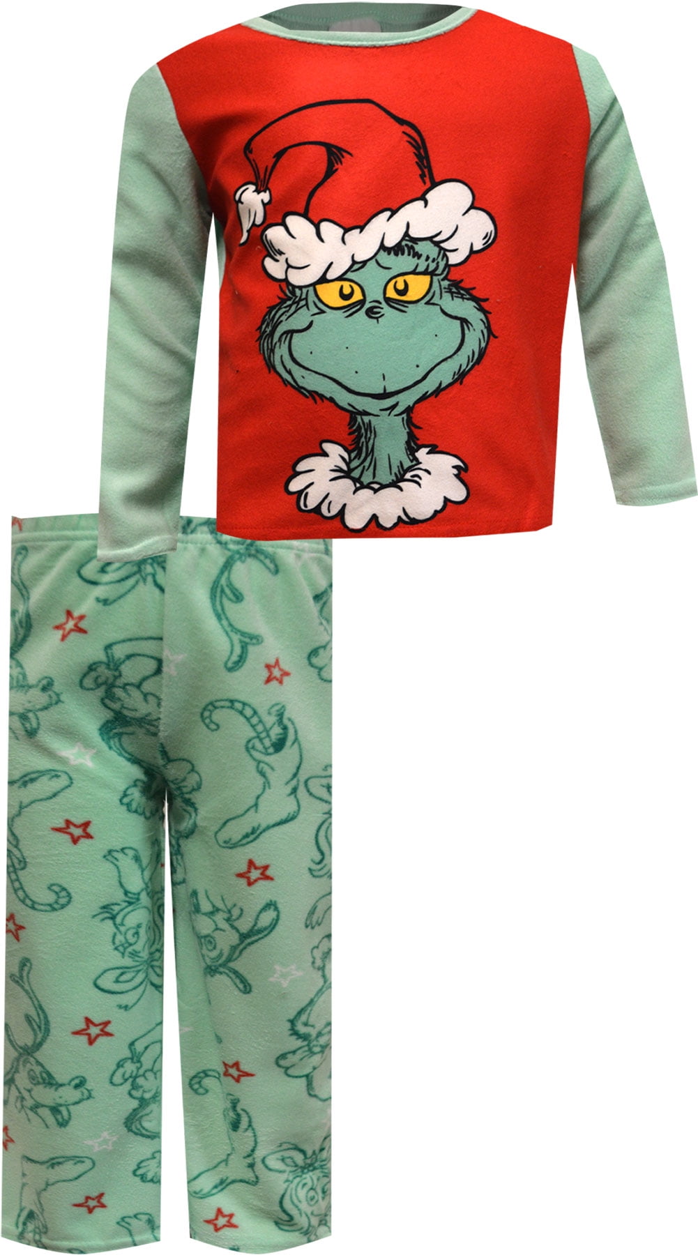 Komar Kids Girls' Dr. Seuss The Grinch Happiest Grinch Fleece Pajamas ...