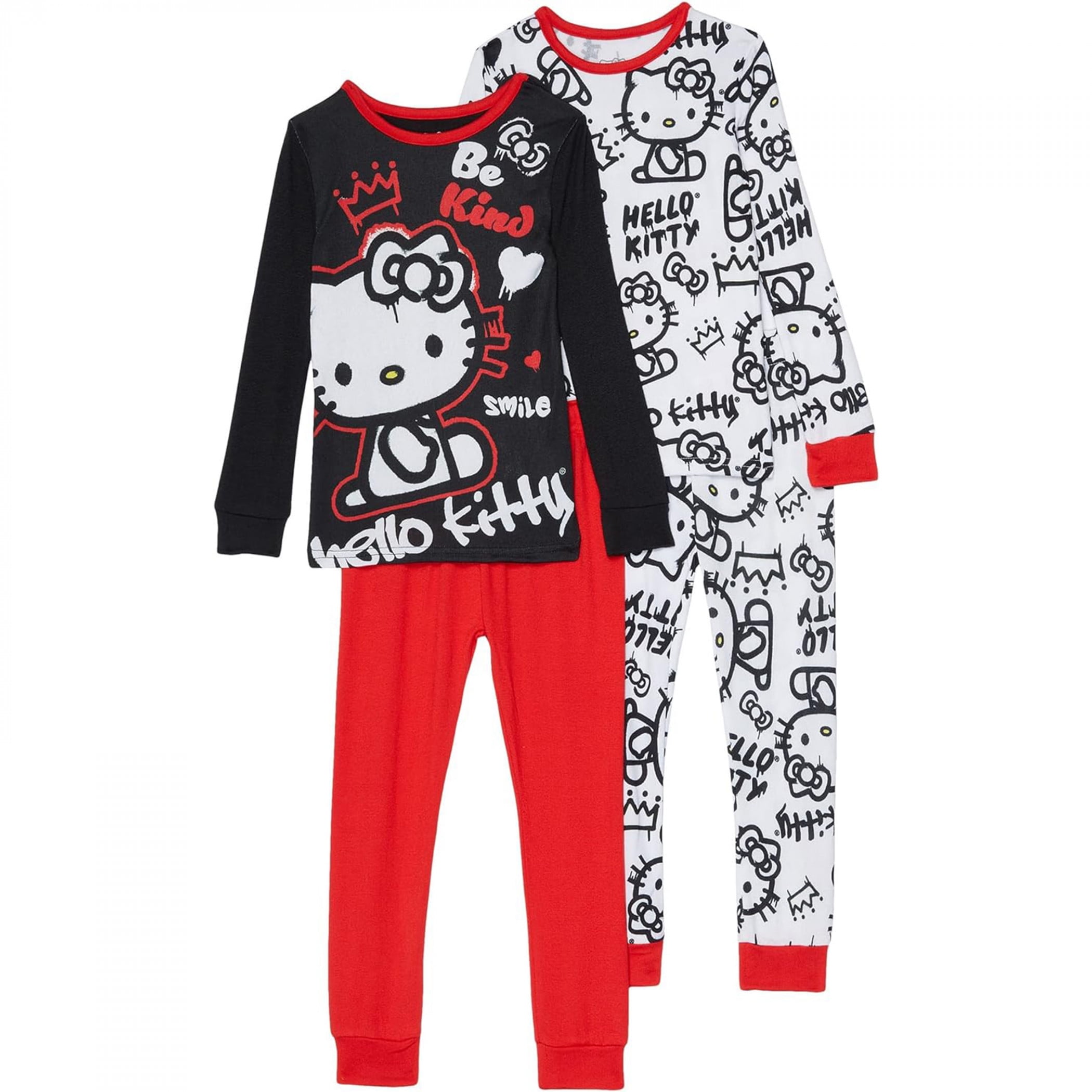 Komar Kids Hello Kitty Classic 4-Piece Sleep PJs Set for Girls, Size 6 ...