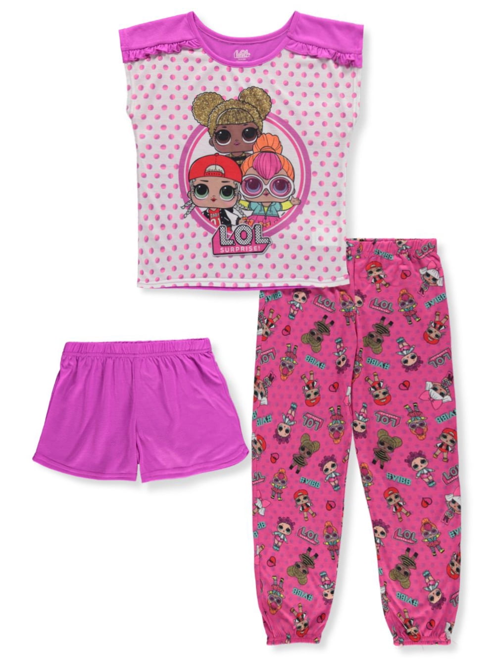 Komar Kids Girls LOL Surprise Pretty in Pink 3 Piece Pajama (10 ...