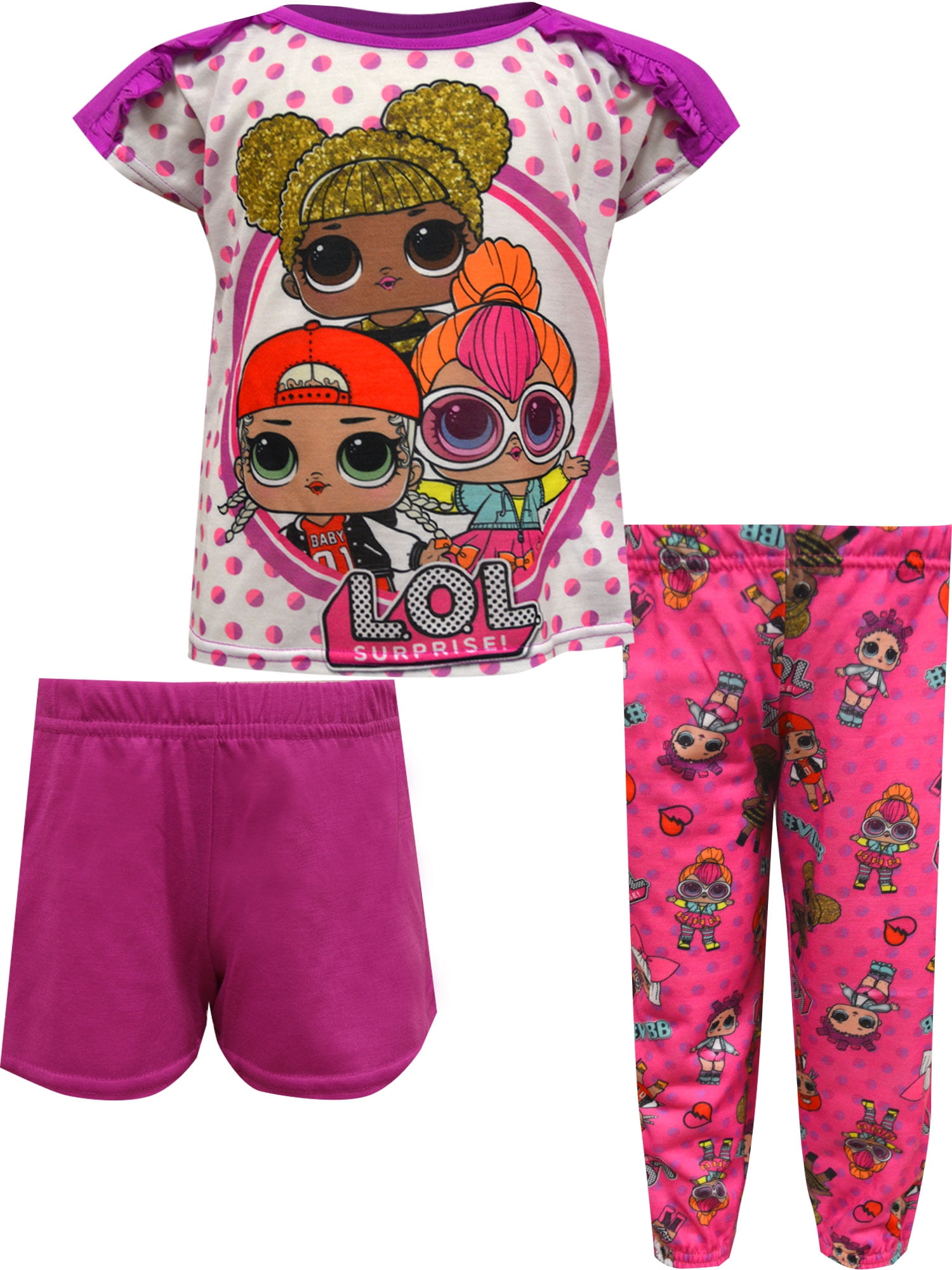 Komar Kids Girls LOL Surprise Pretty in Pink 3 Piece Pajama (10 ...
