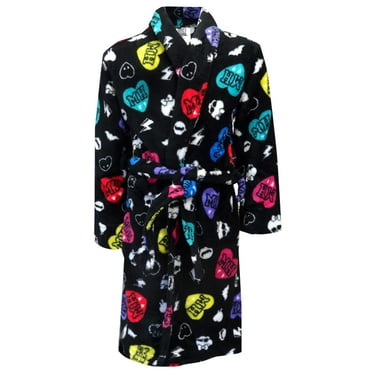 Girls Plush Black Monster High Bath Robe Skull & Heart Housecoat Small ...