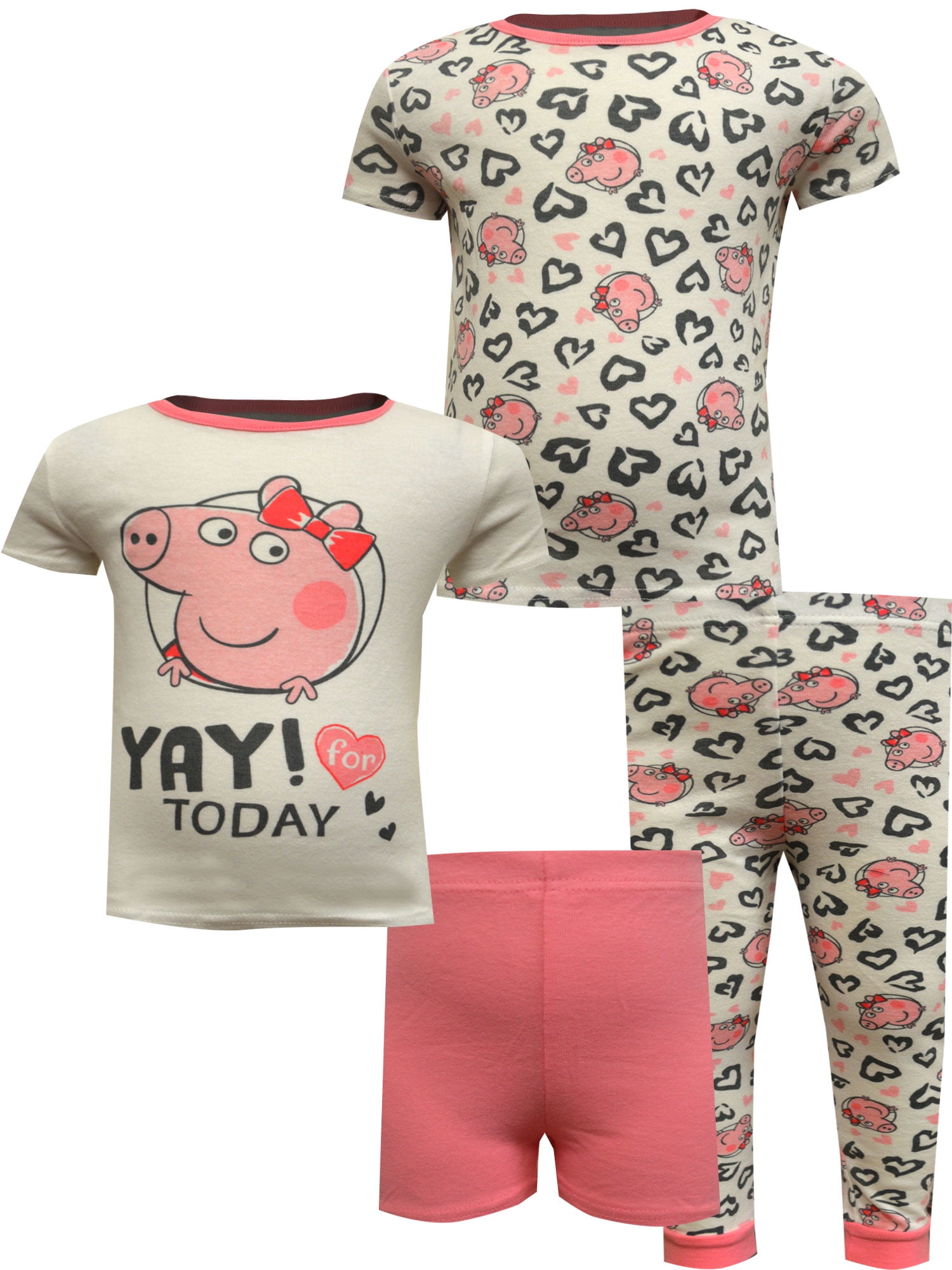 Komar Kids Girls Peppa Pig Yay for Today 4 Piece Cotton Toddler Pajamas ...