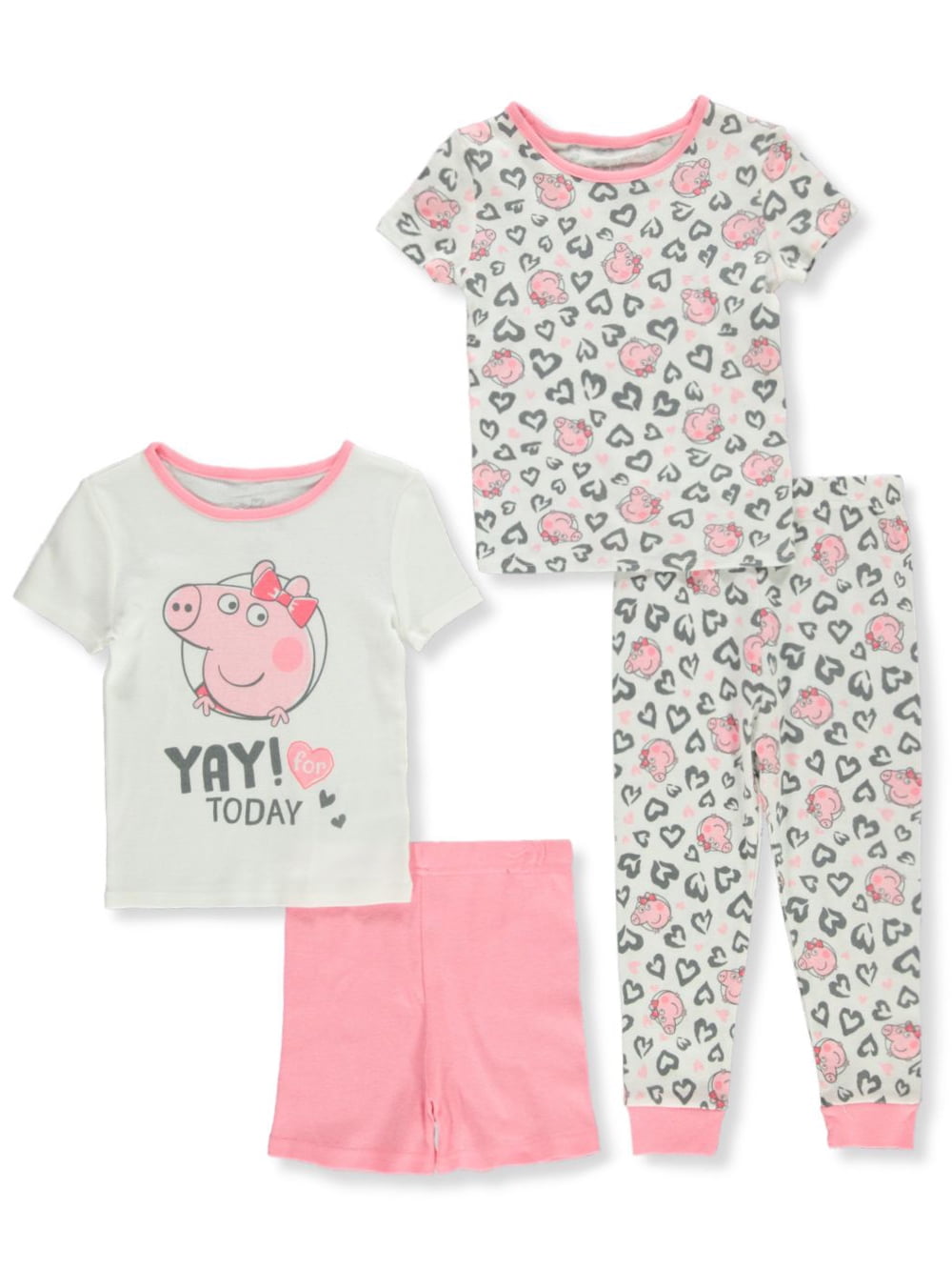 Komar Kids Girls Peppa Pig Yay for Today 4 Piece Cotton Toddler Pajamas ...