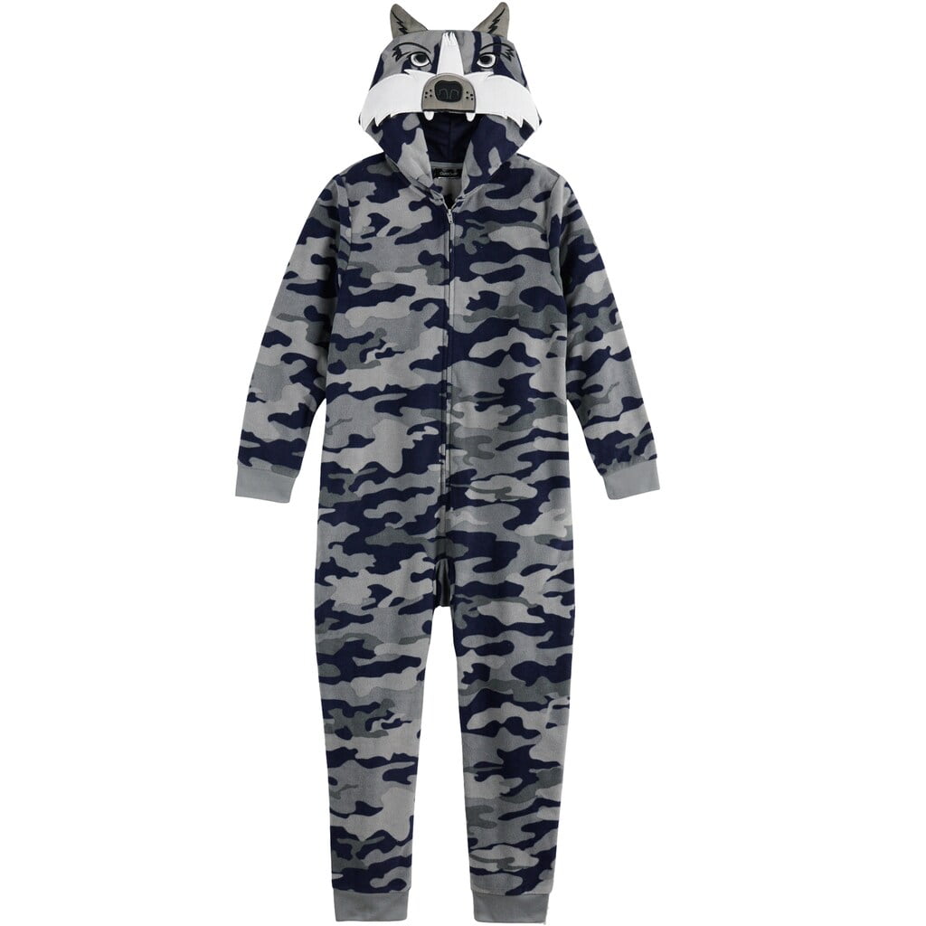 Komar kids boys' grey camo wolf hooded pajama blanket sleeper - Walmart.com