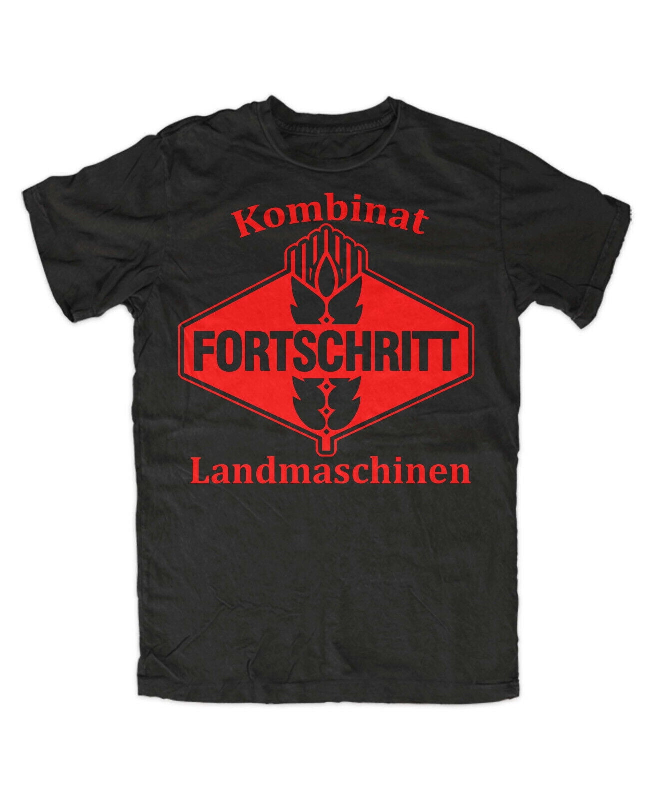 Kombinat Fortschritt T-Shirt SCHWARZ / Druck ROT 30 Traktor IFA LPG ...