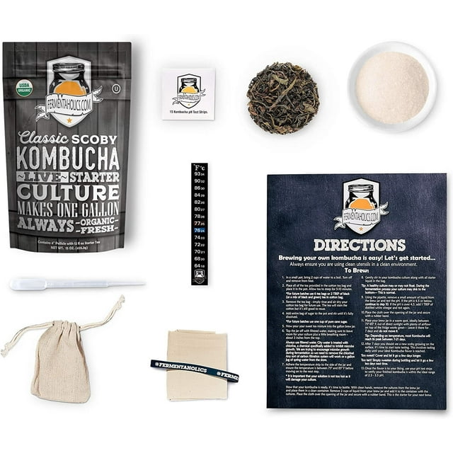 Kombucha Ingredient Kit - comes with SCOBY, Tea, Sugar - Make Your Own ...