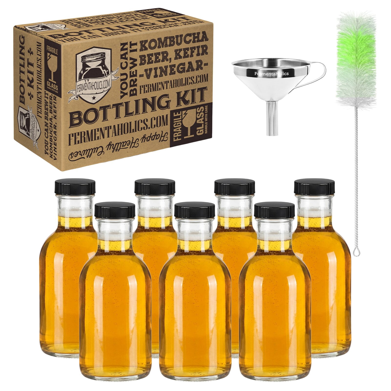 Kombucha Bottling Kit - Stout Style Bottles with Twist-Off Lids ...