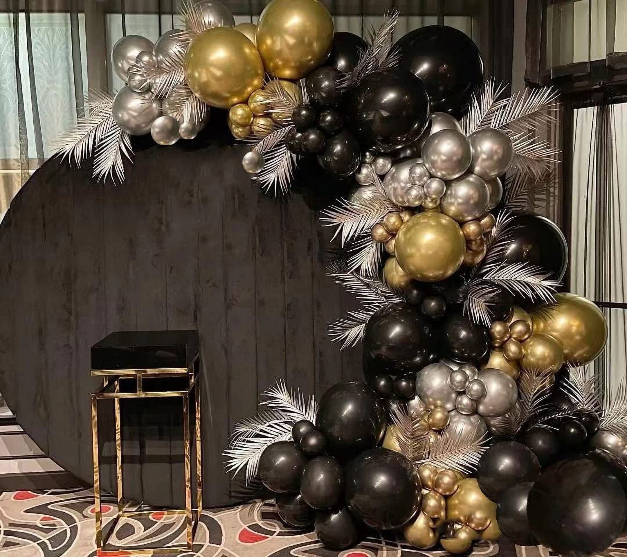 Komiikka 116pcs Black Gold OIF8 Silver Chrome Balloon Garland Arch Kit ...