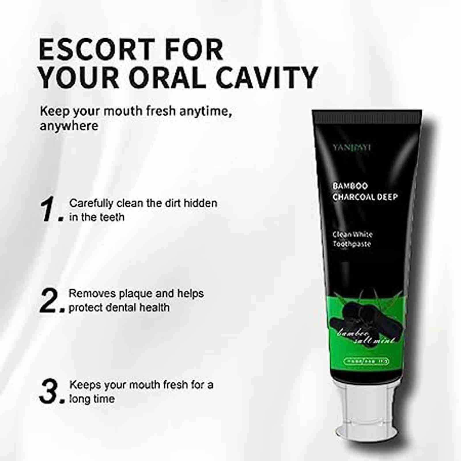 Komiseup Bamboo Charcoal Whitening Toothpaste, Deep Clean Invigorating ...