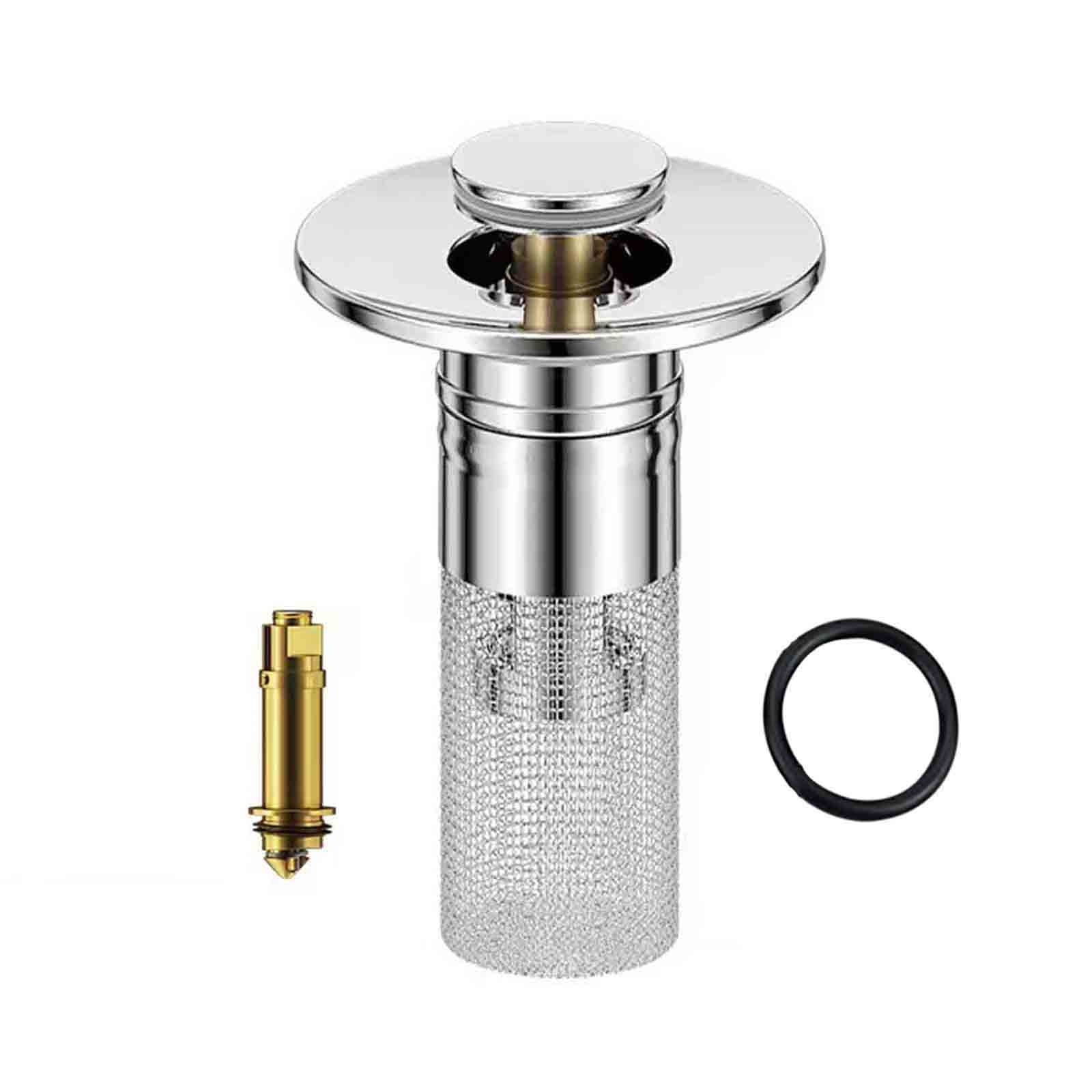 Komiseup Bathroom Sink Stopper with Hair Catcher, Pop up Sink Drain ...