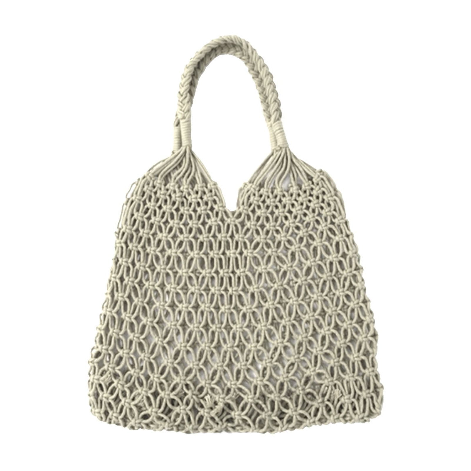 Komiseup Deals Mesh Beach Bag Cotton Rope Bag Empty Woven Bag Mesh Bag ...