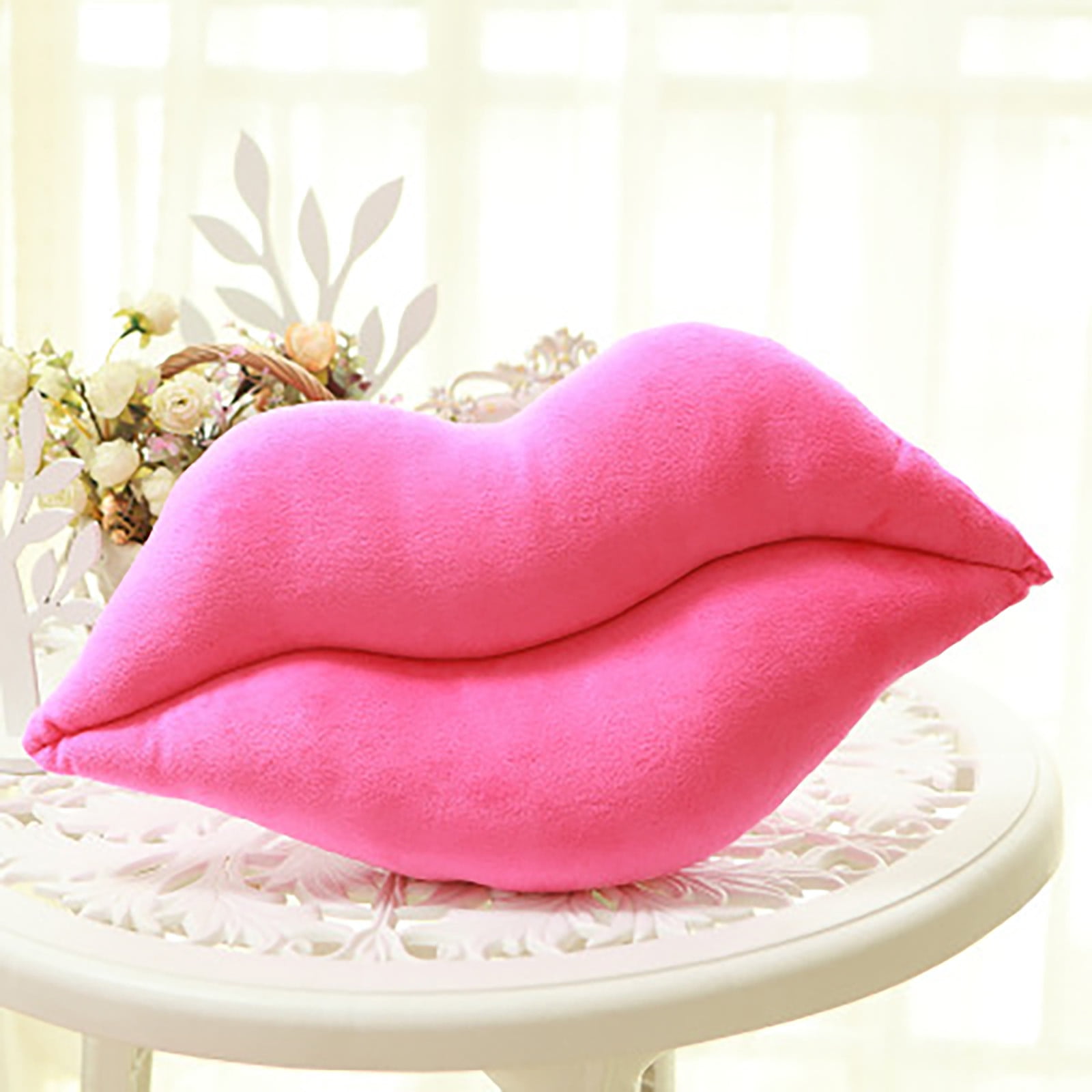 Komiseup Lip Shaped Pillow Decorative Red Lip Shape Soft Cushion Funny ...